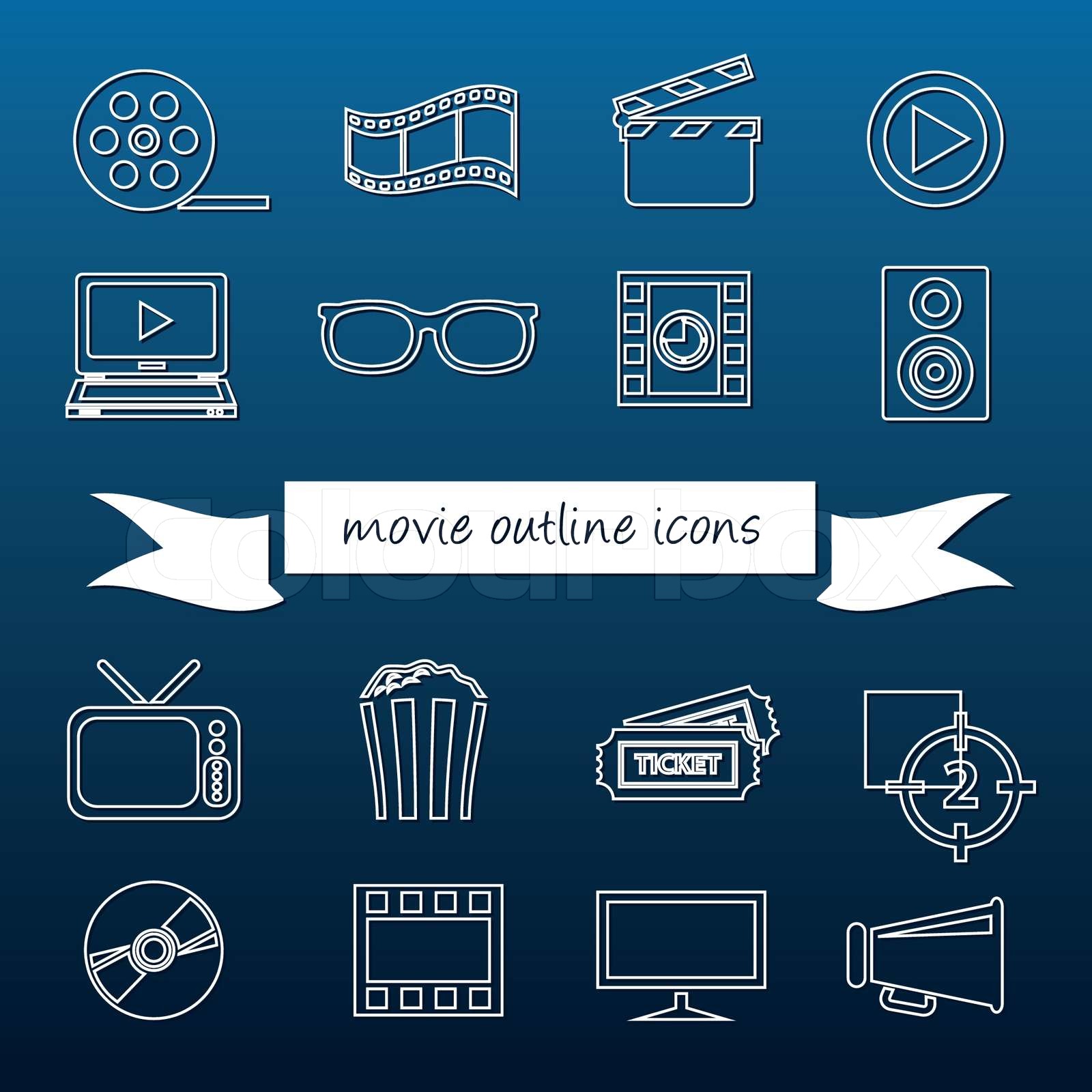 movie outline icons | Stock vector | Colourbox