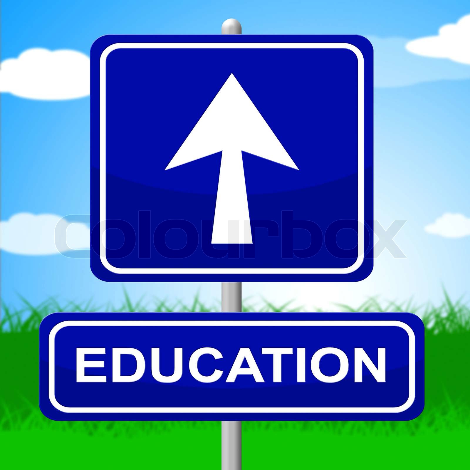 Education Sign Shows Placard Signboard And Study | Stock image | Colourbox