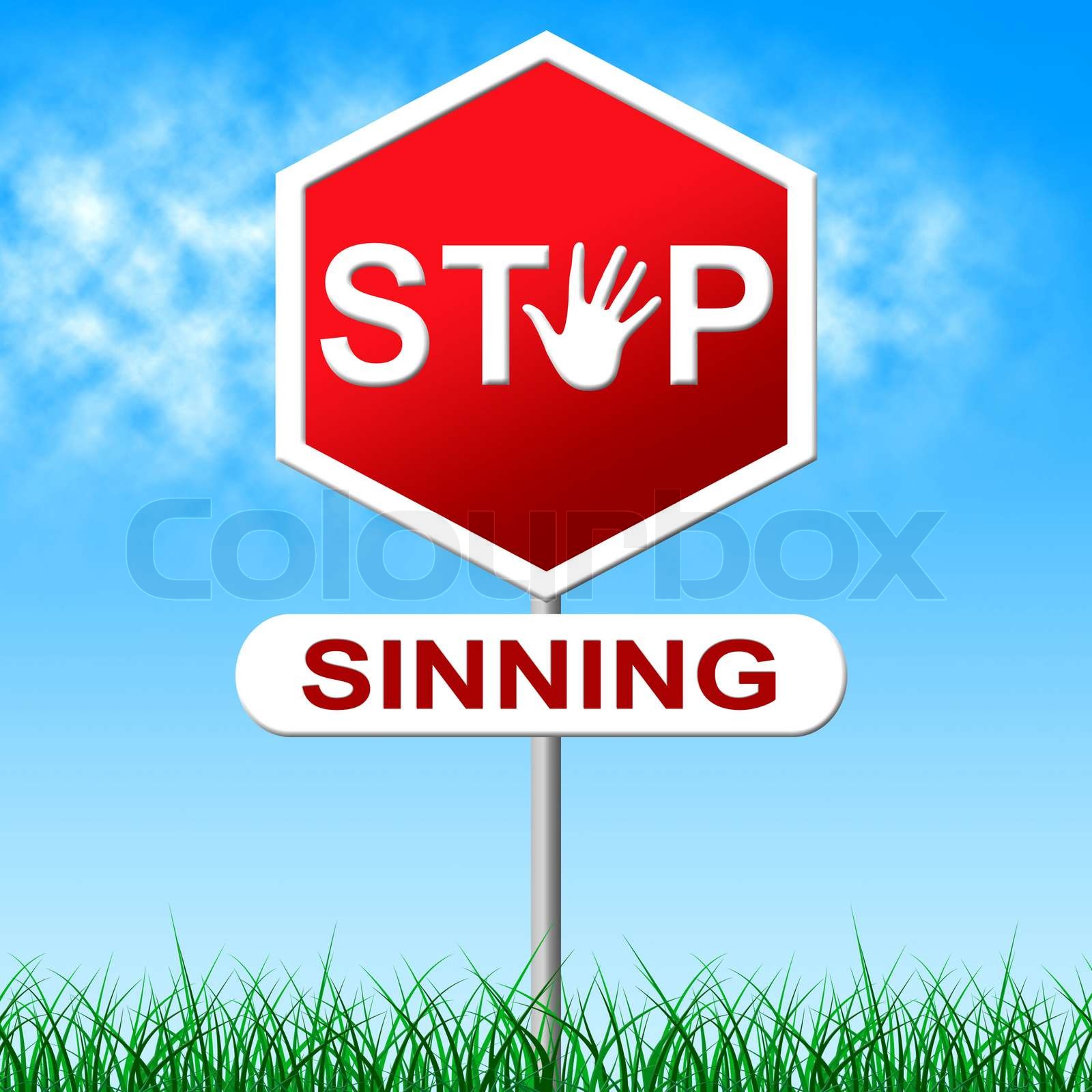Sinning Stop Represents Warning Sign And Caution | Stock image | Colourbox Sinning Stop Represents Warning Sign And Caution | Stock image | Colourbox