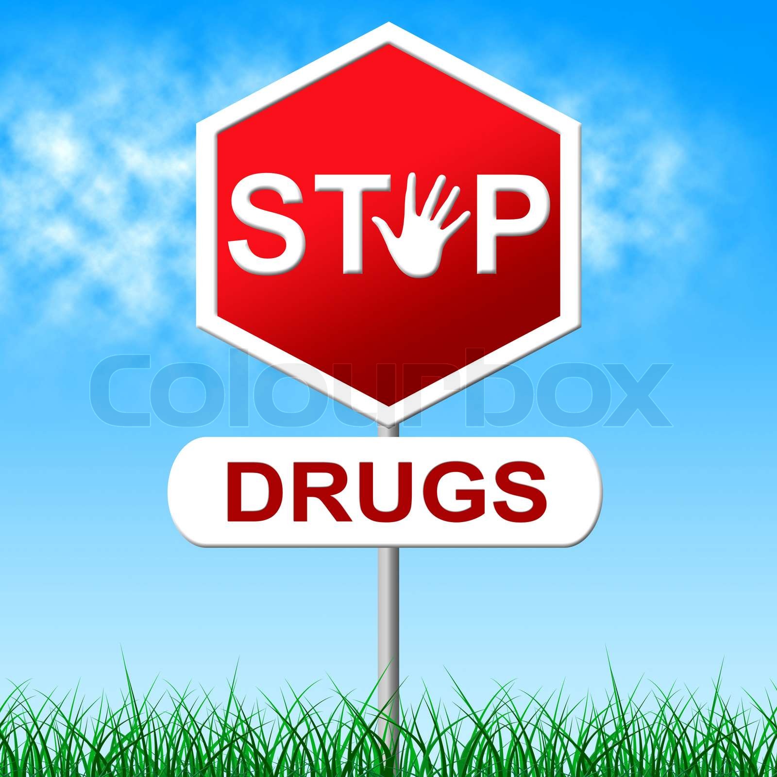 Stop Drugs Represents Warning Sign And Cocaine | Stock image | Colourbox