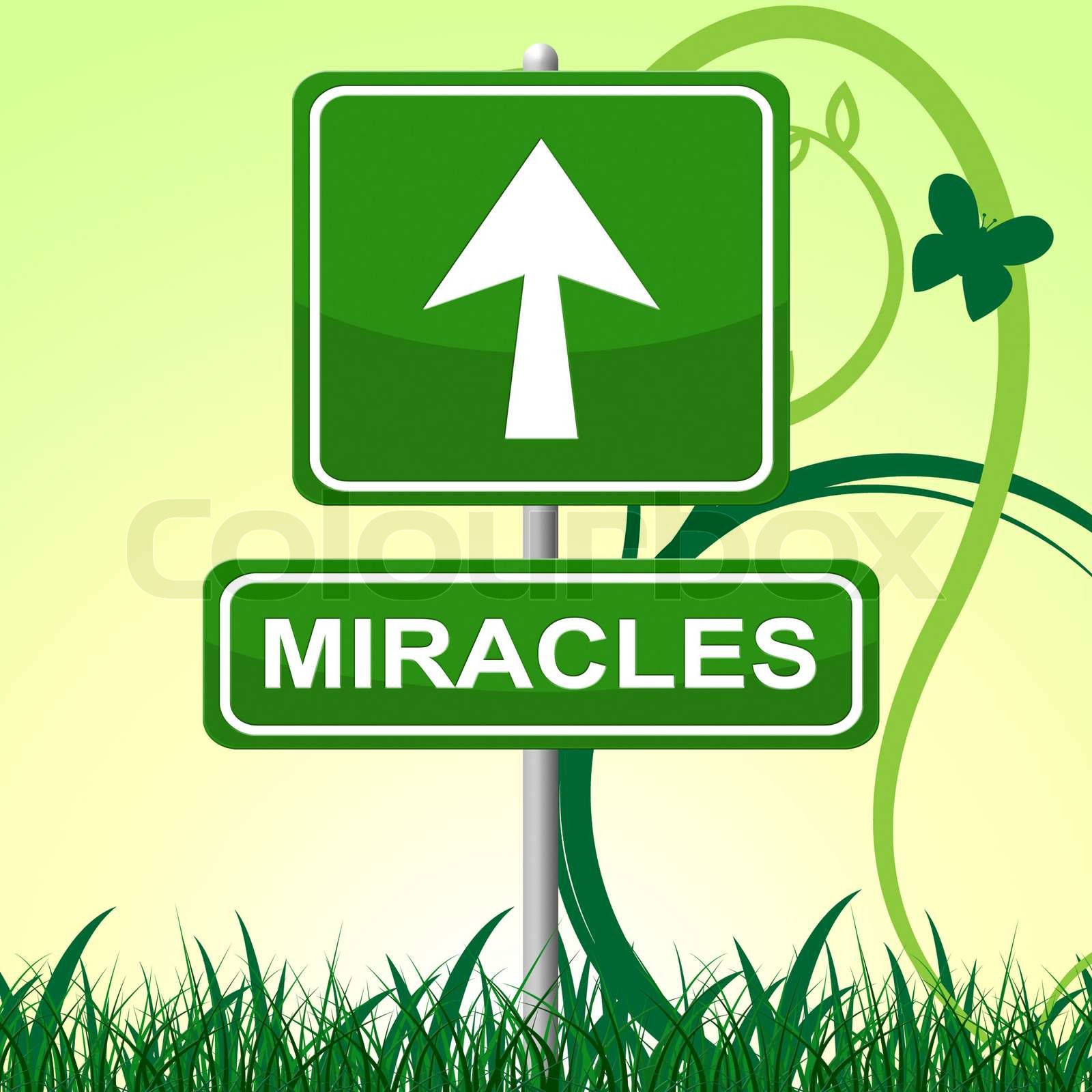 Miracles Sign Means Placard Message And Arrow | Stock image | Colourbox
