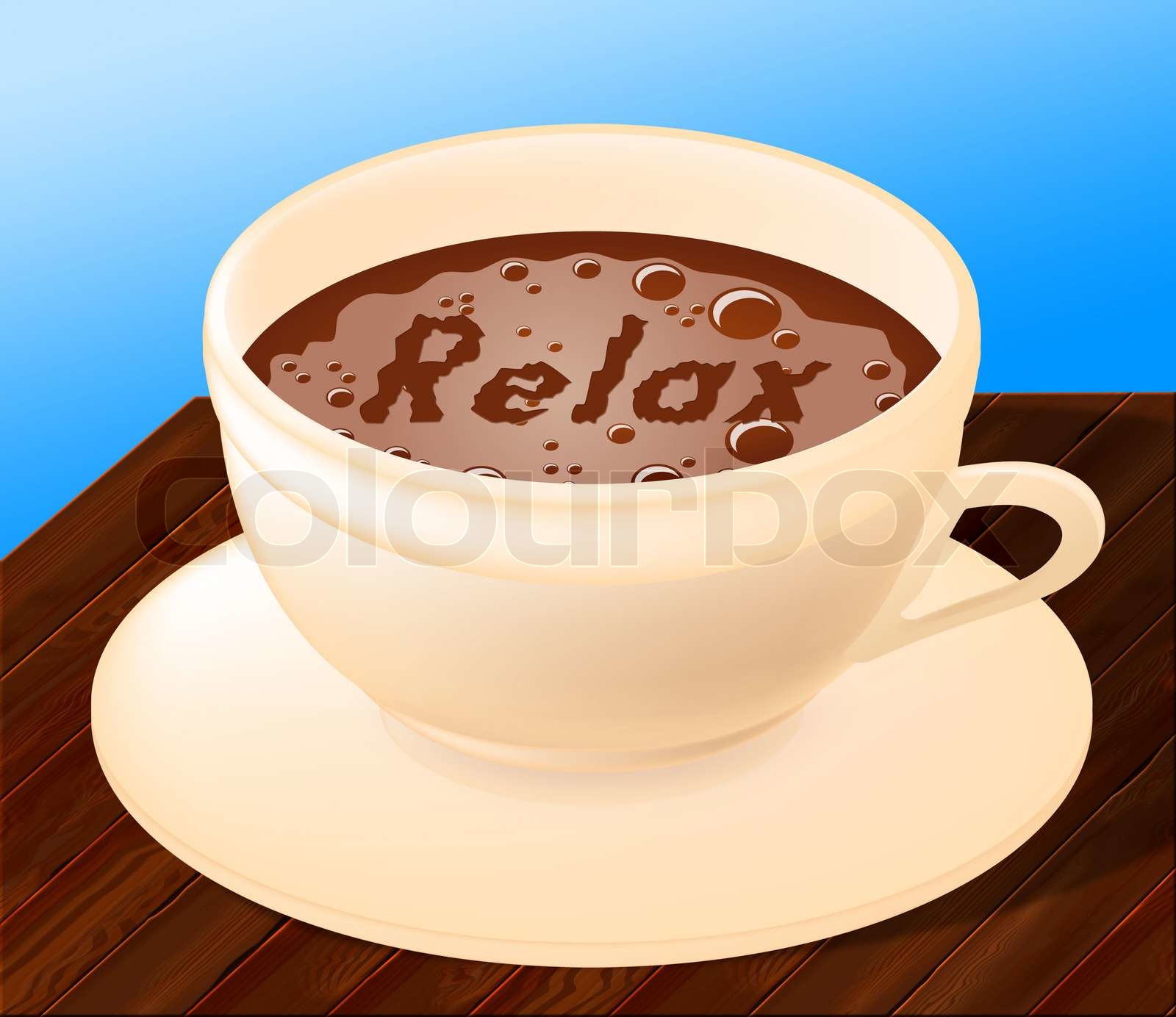Relax Coffee Indicates Relaxation Relief And Cafe | Stock image | Colourbox