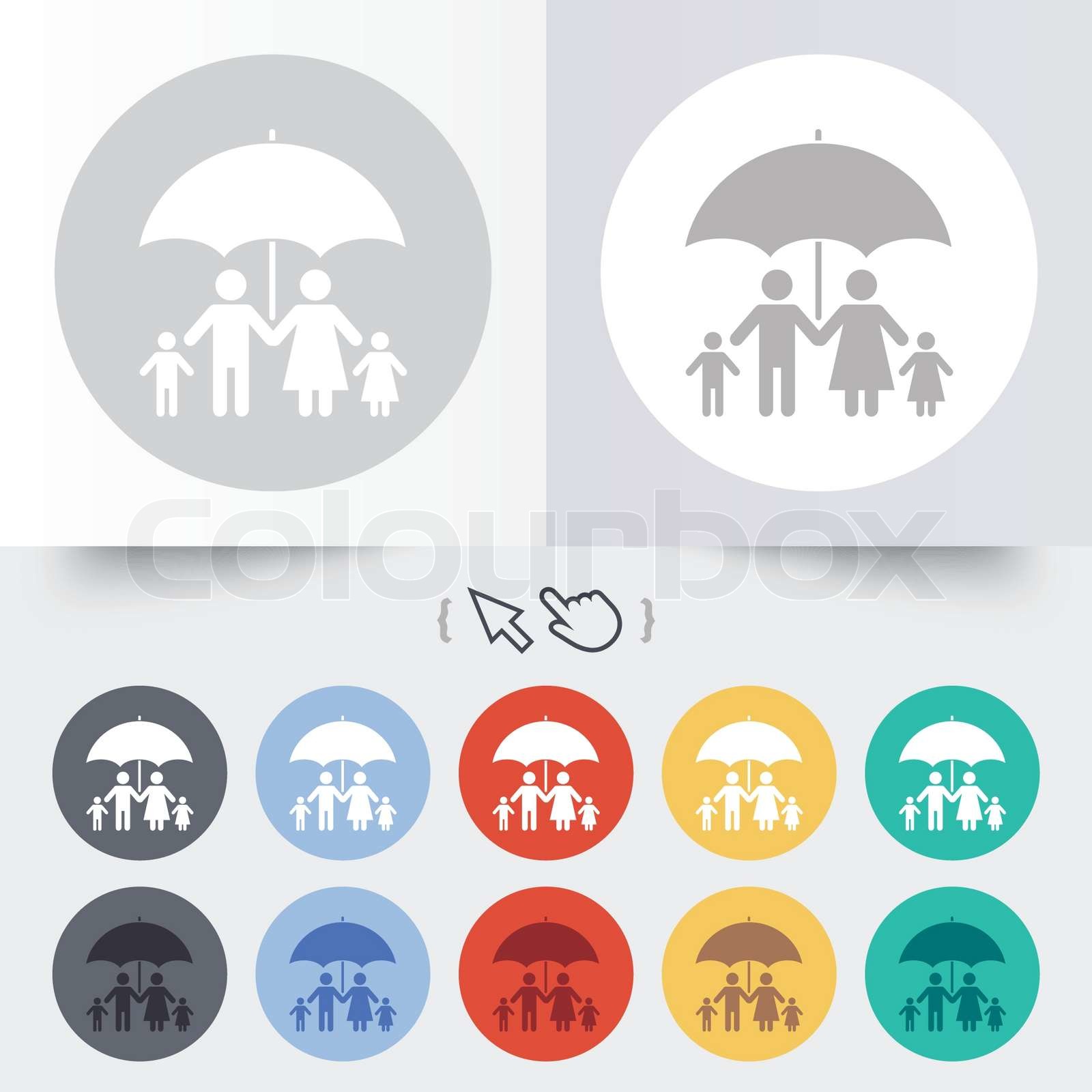 Complete family insurance icon. Umbrella symbol. | Stock vector | Colourbox