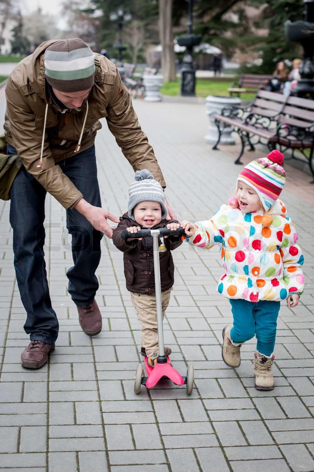 happy little children with father | Stock image | Colourbox