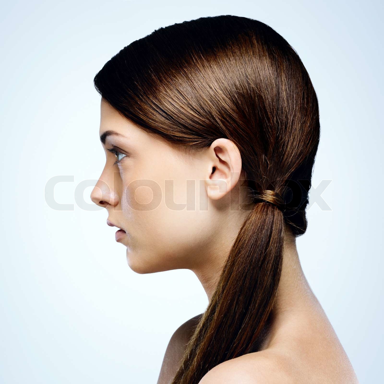 Side view portrait of a beautiful woman with clean face | Stock image ...