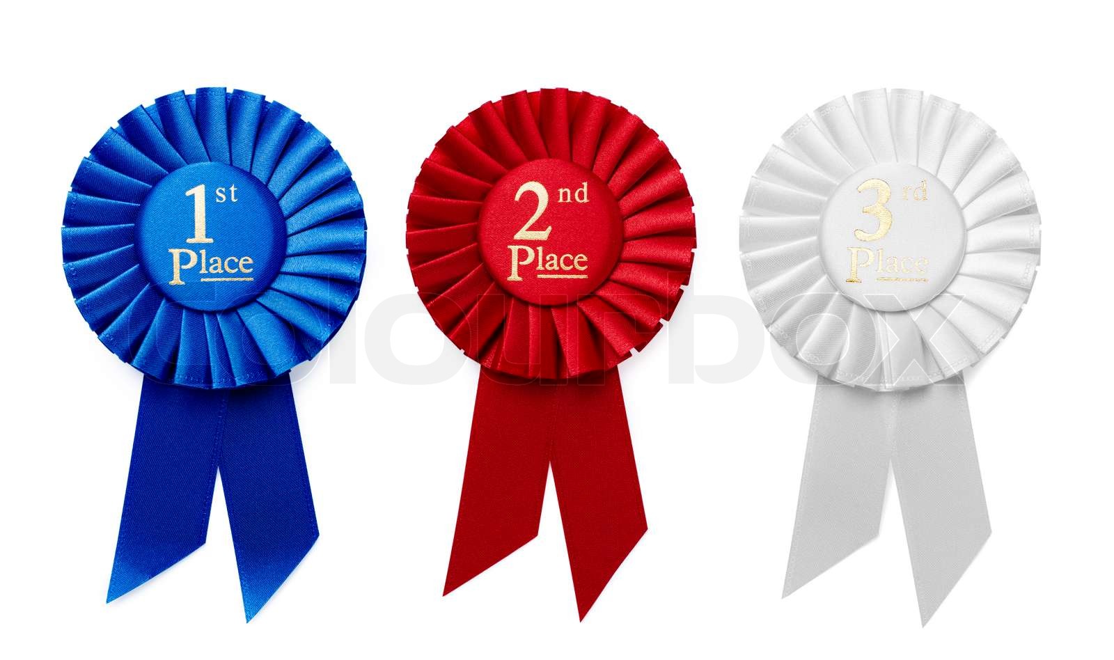 1st, 2nd and 3rd Place ribbon rosettes | Stock image | Colourbox