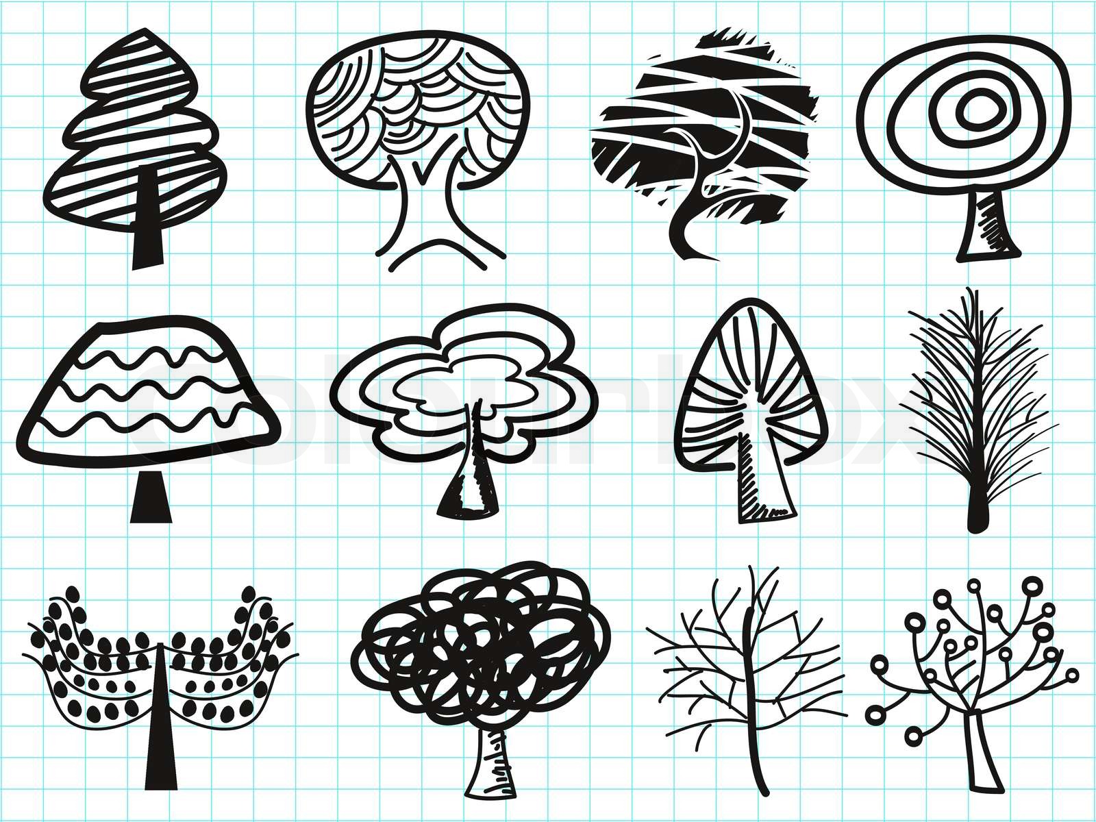 doodle tree icons | Stock vector | Colourbox