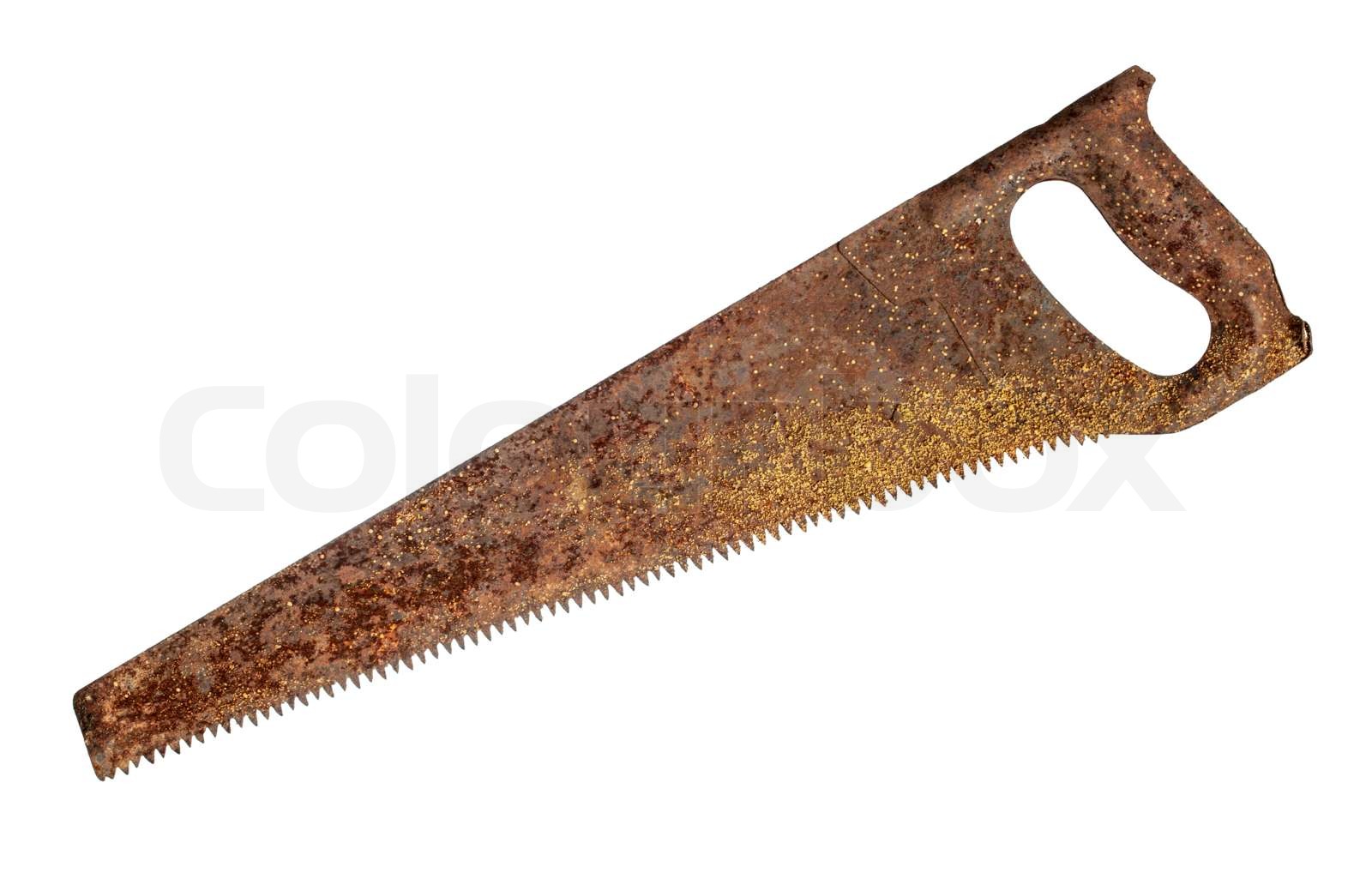 Rusty old saw on white | Stock image | Colourbox