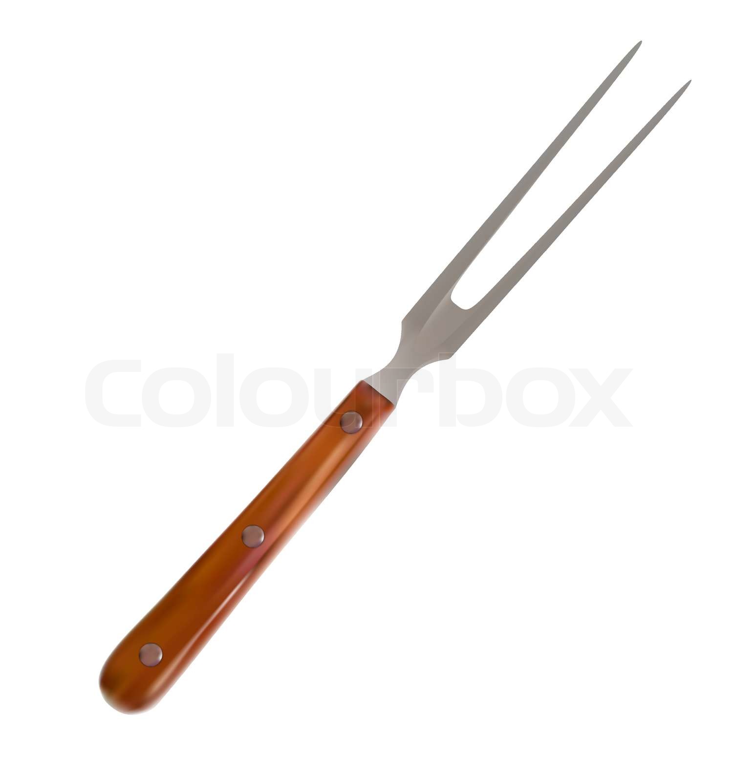 Large Fork with Wooden Handle on a White Background Vector Illus ...