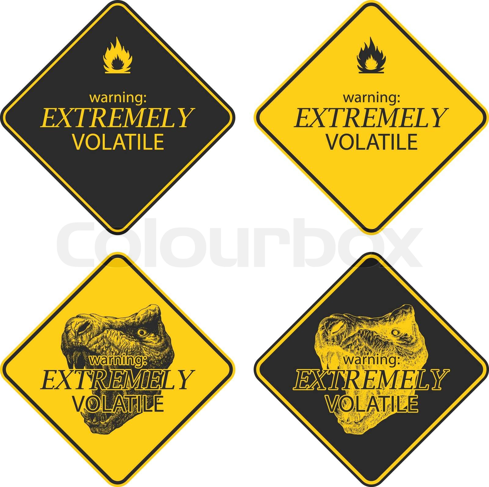 Yellow warning and danger signs collection | Stock vector | Colourbox