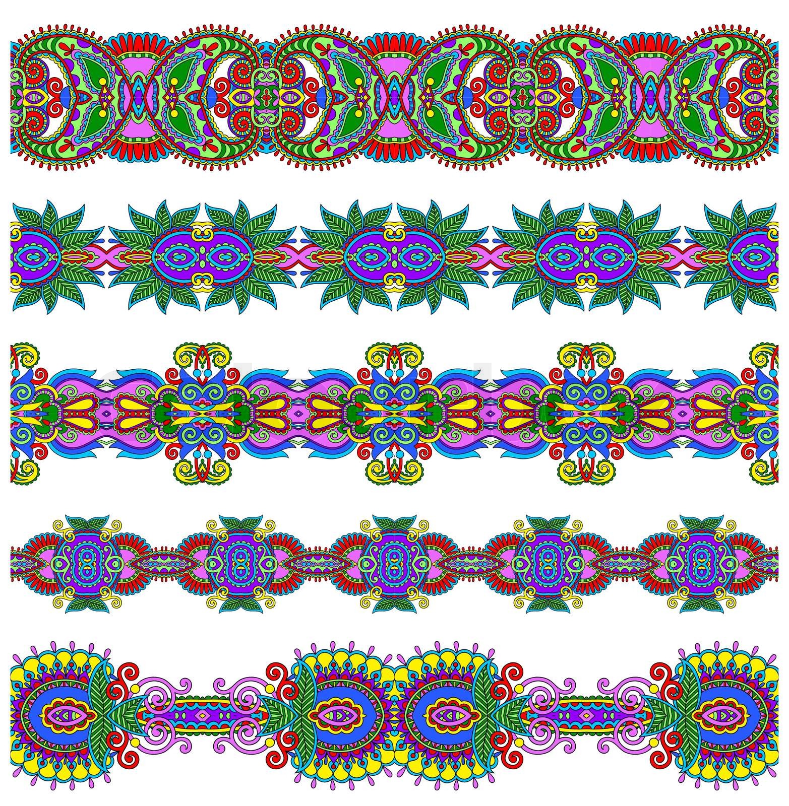 collection of seamless ornamental floral stripes | Stock vector | Colourbox