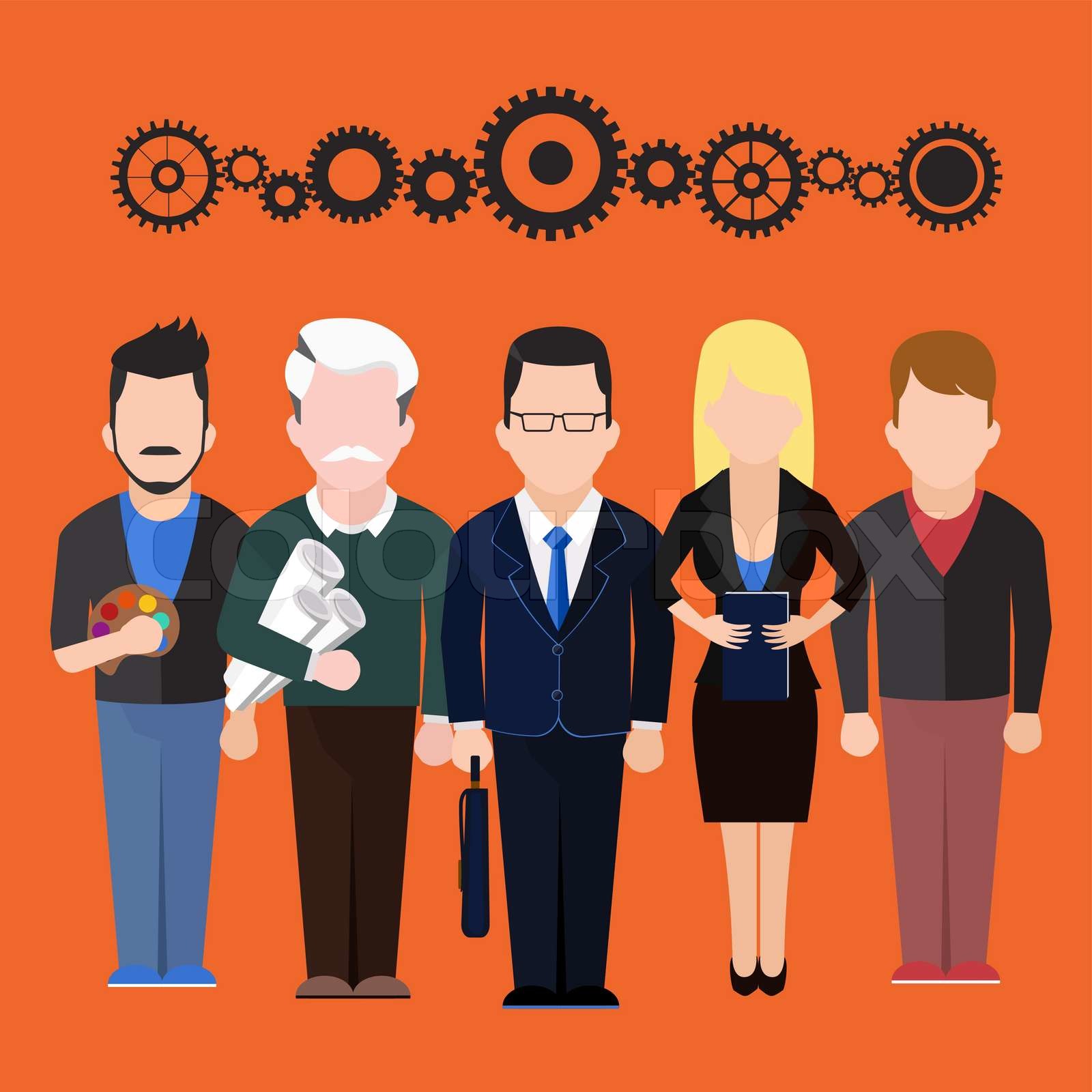 Set characters silhouettes of people different professions | Stock ...