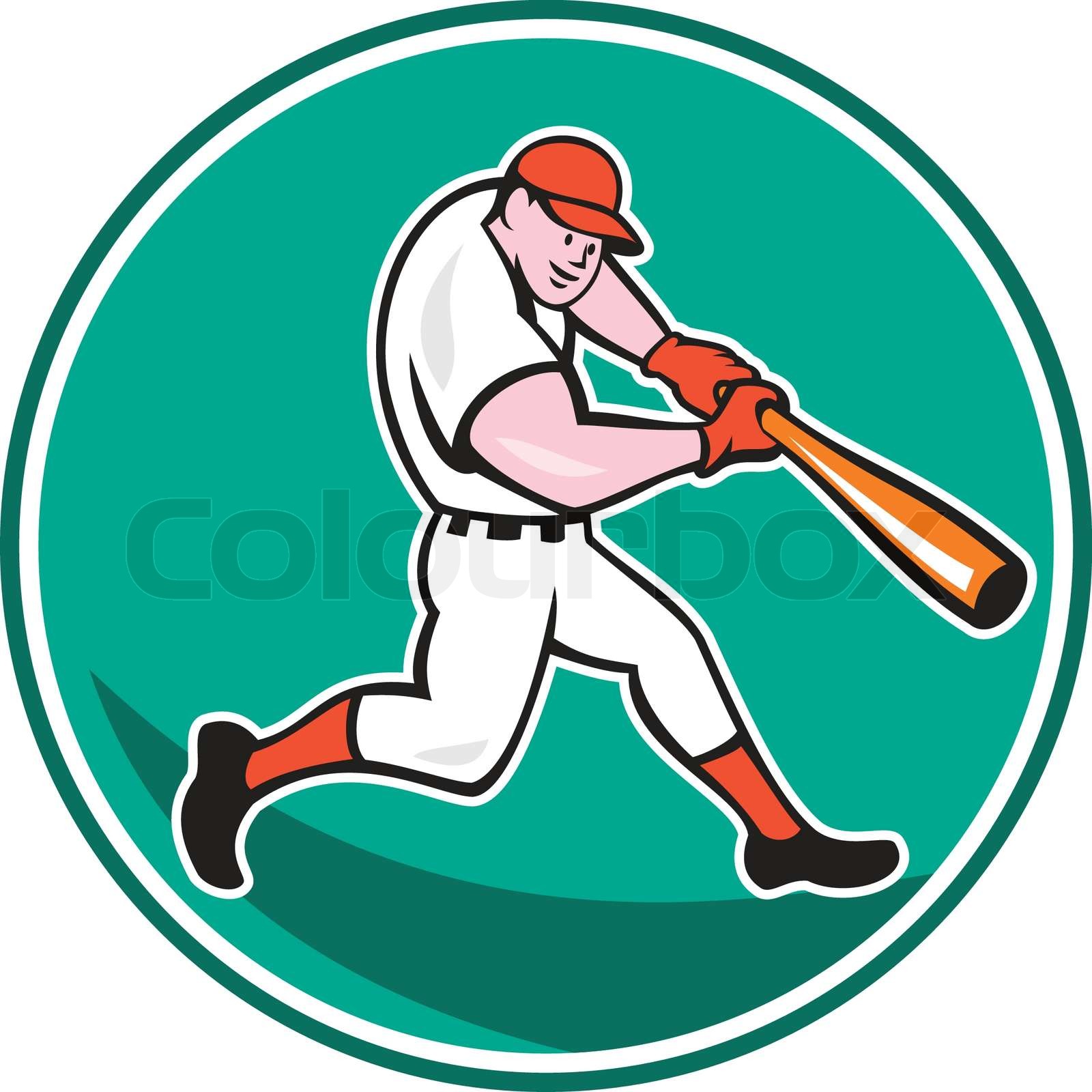 American Baseball Player Batting Cartoon | Stock vector | Colourbox