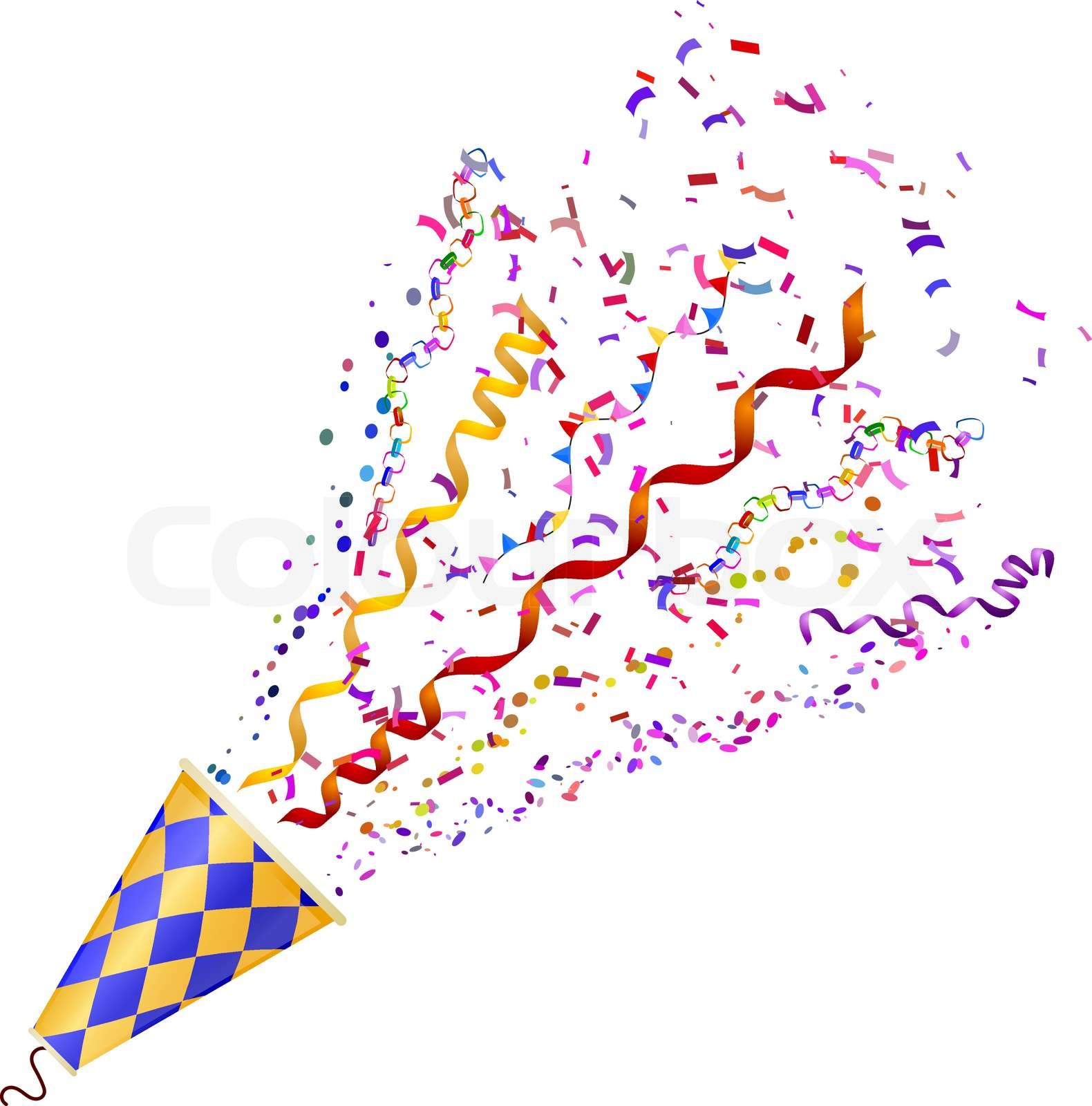 Exploding poppers with confetti isolated on white background. Vector ...