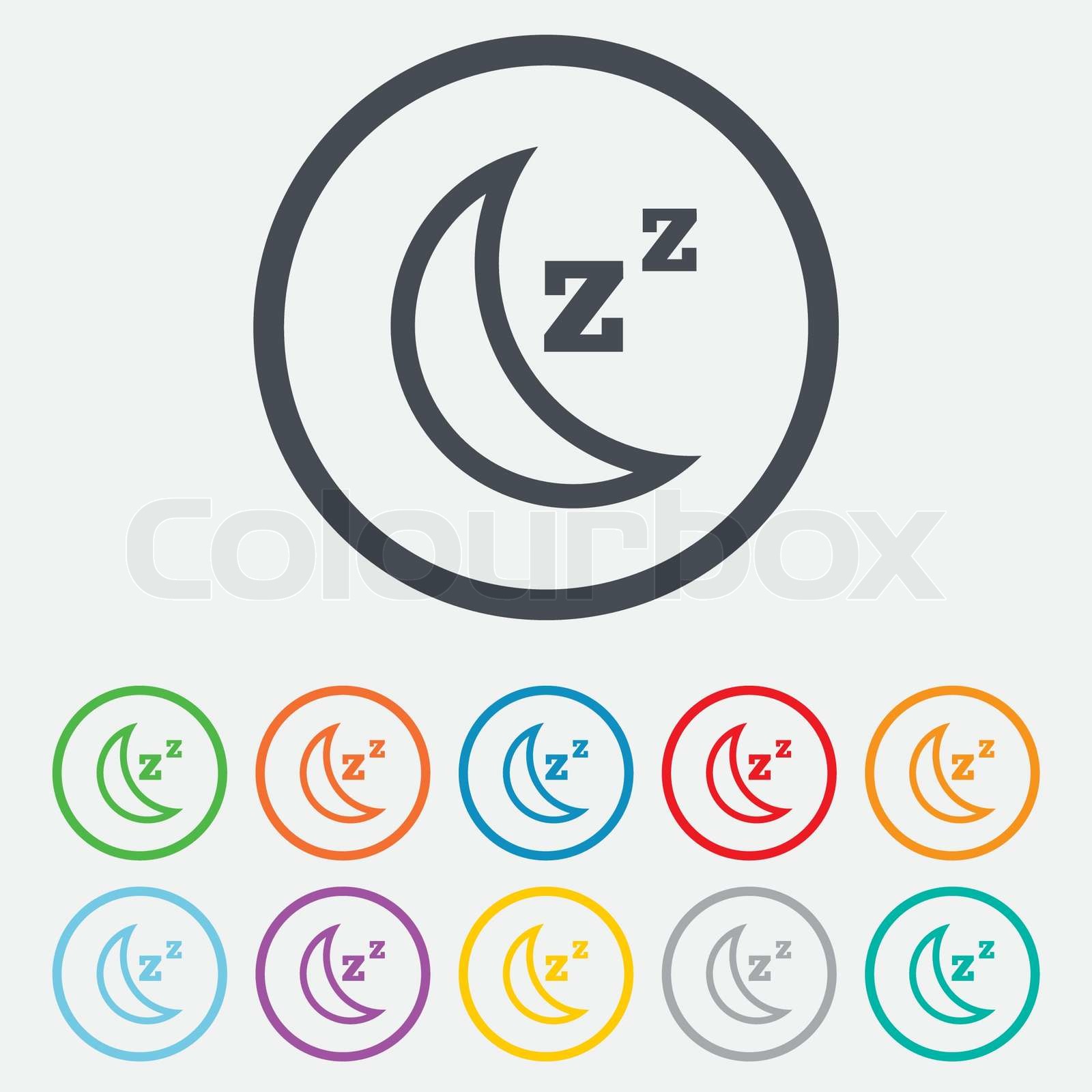 Sleep sign icon. Moon with zzz button. | Stock vector | Colourbox