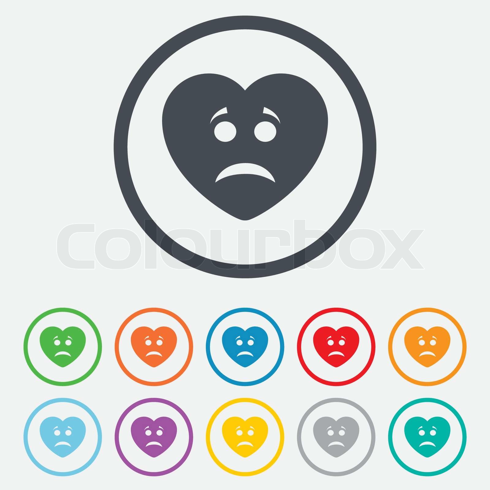 Sad heart face sign icon. Sadness symbol. | Stock vector | Colourbox