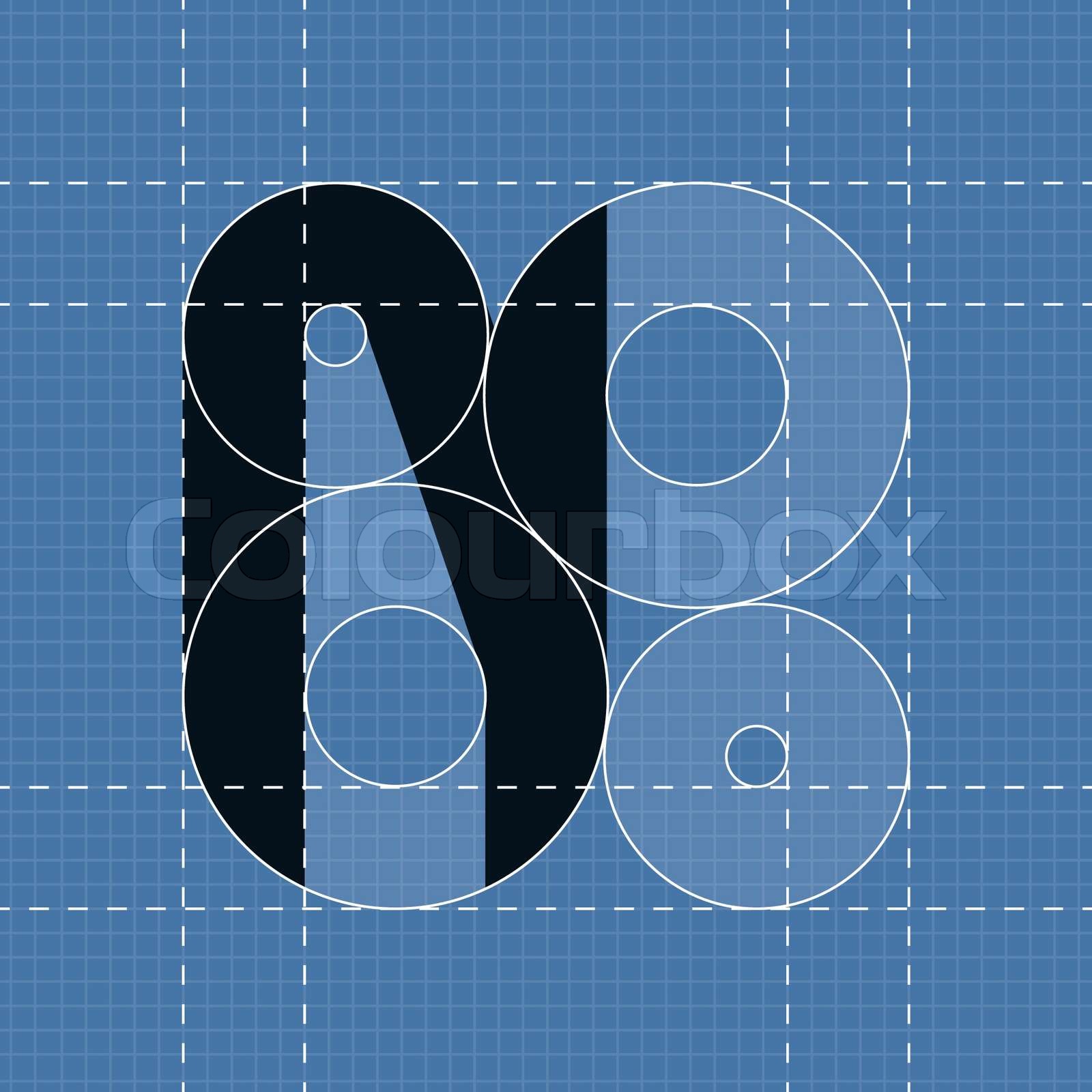 Round engineering font. Symbol N | Stock vector | Colourbox