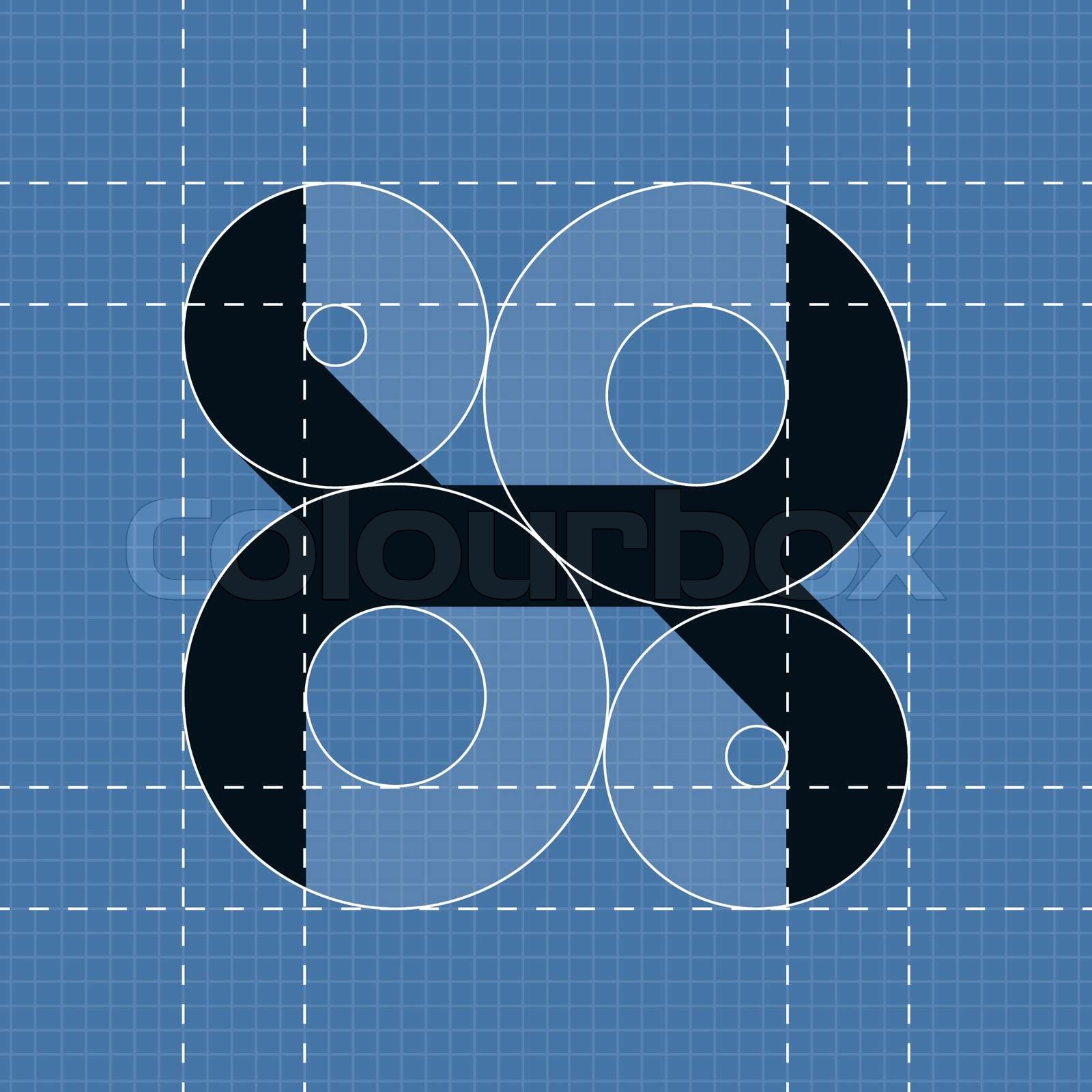 Round engineering font. Symbol X | Stock vector | Colourbox