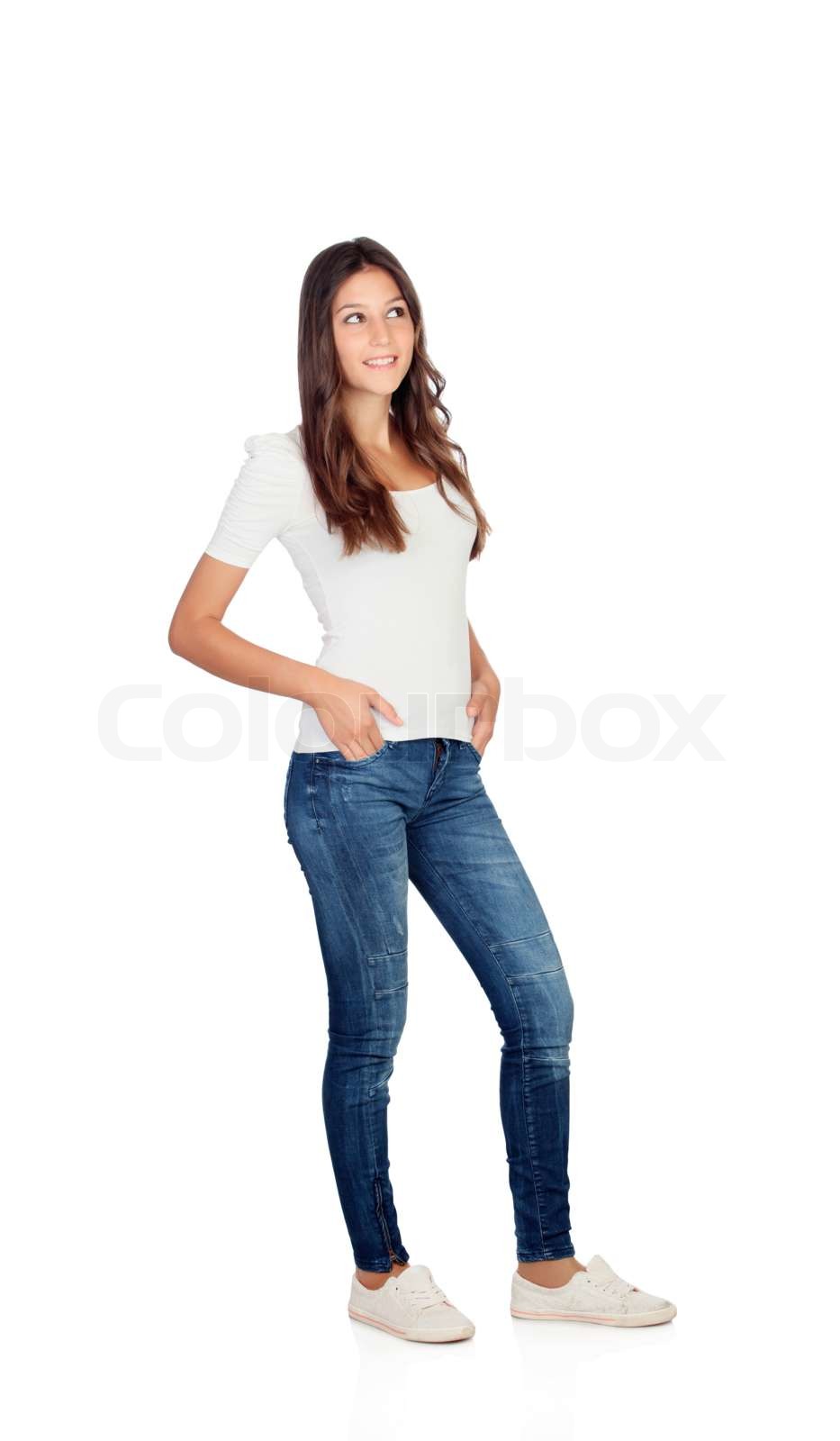 Beautiful young girl with jeans | Stock image | Colourbox