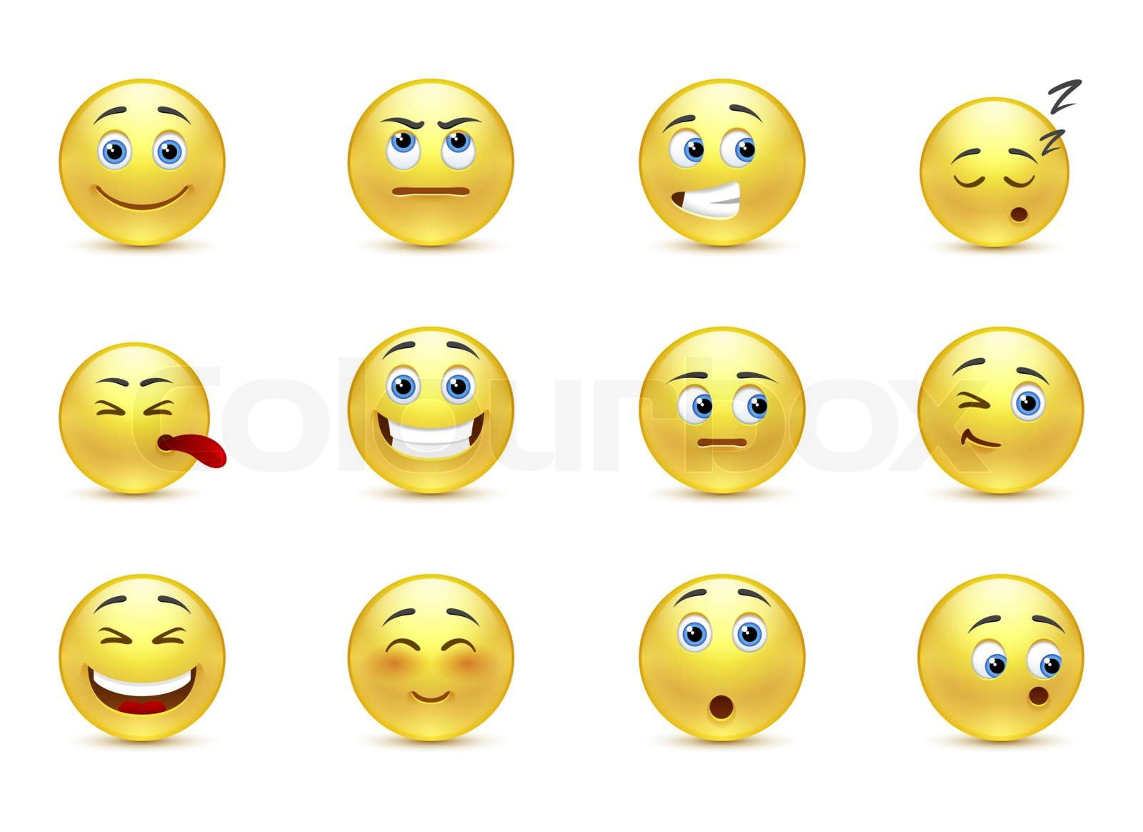 Set of pensive smiles | Stock image | Colourbox