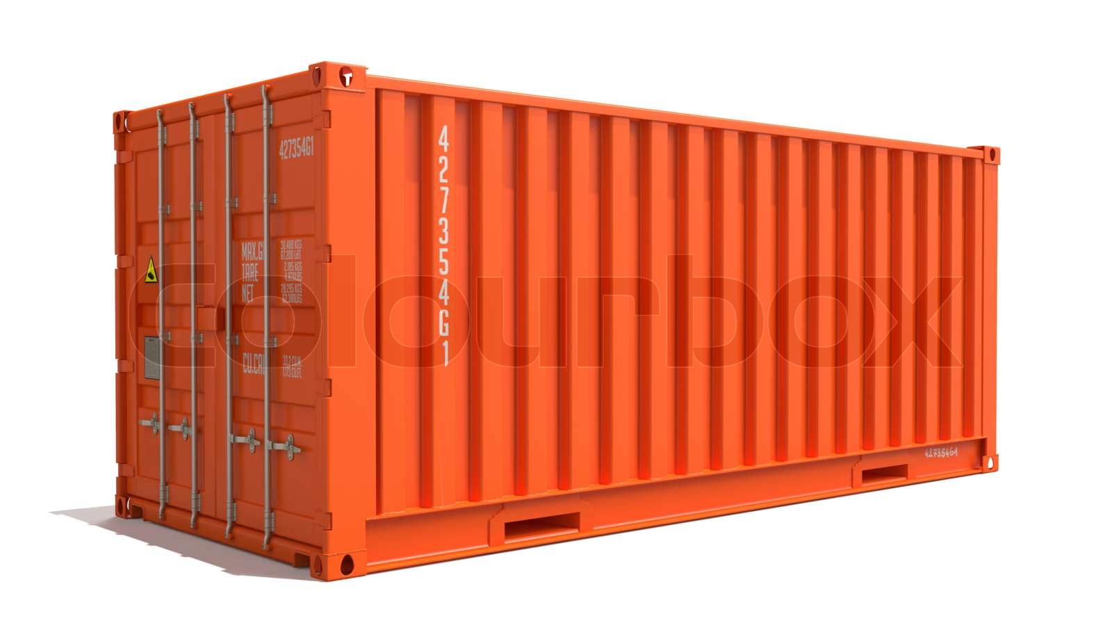 Orange Cargo Container Isolated on White. | Stock image | Colourbox
