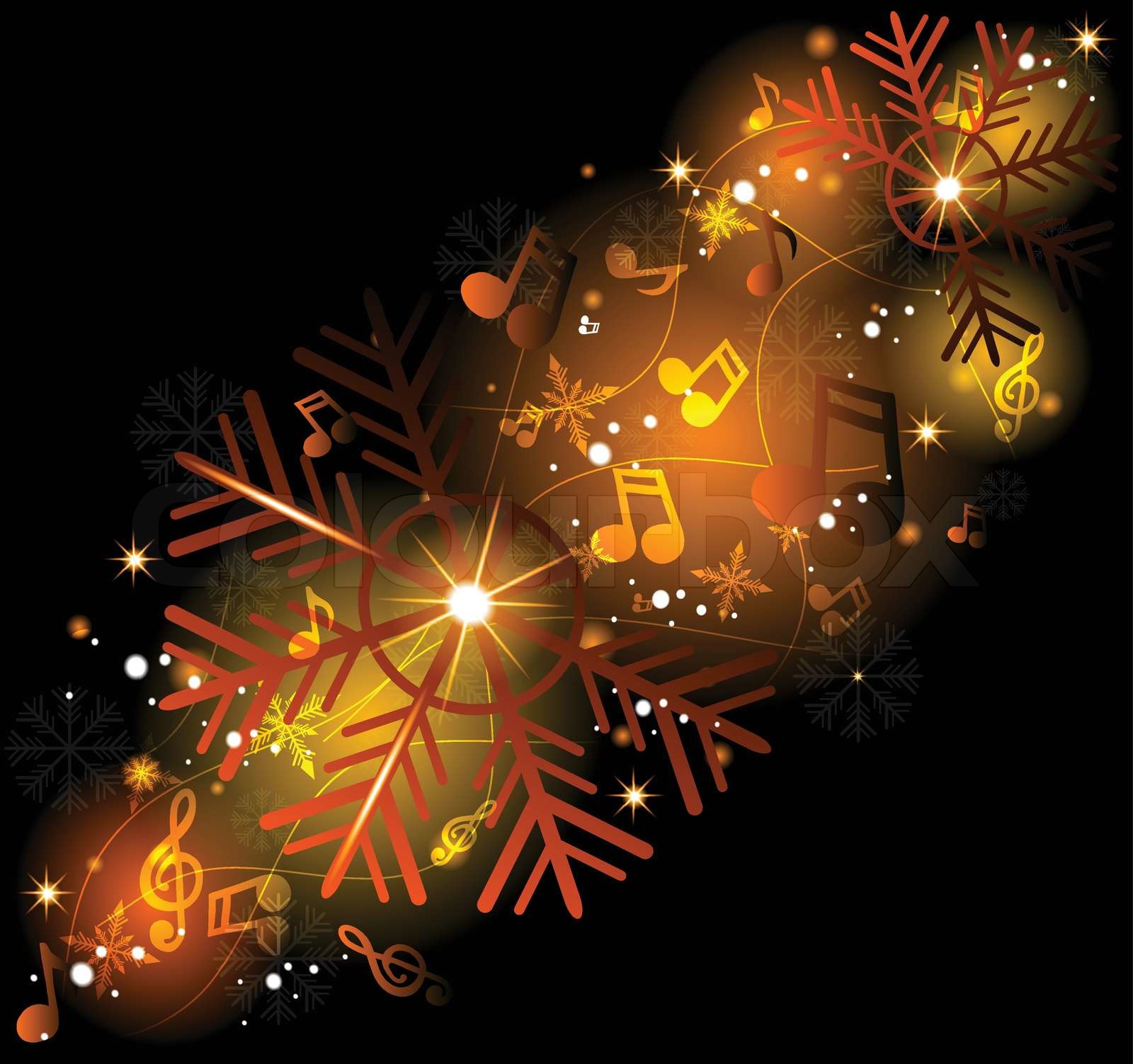 Glowing music notes with winter snowflakes. Winter melody. | Stock ...