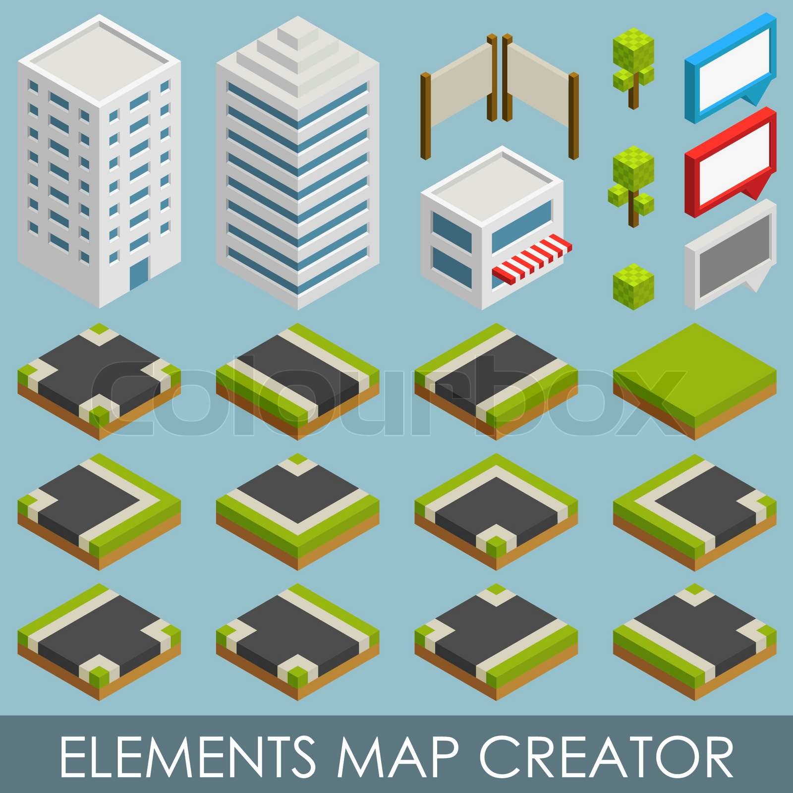 Isometric elements map creator | Stock vector | Colourbox