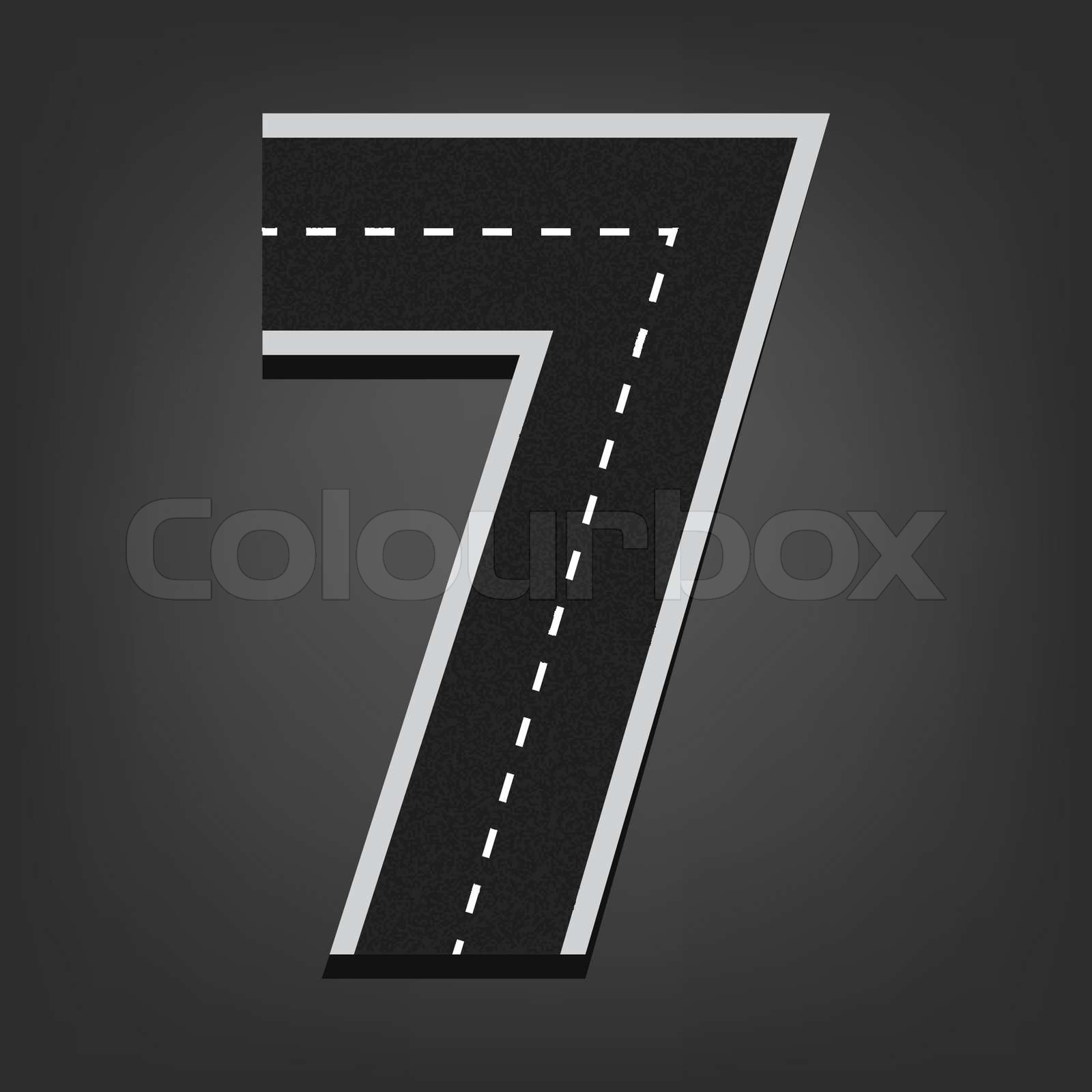 Seven number. Road font | Stock vector | Colourbox