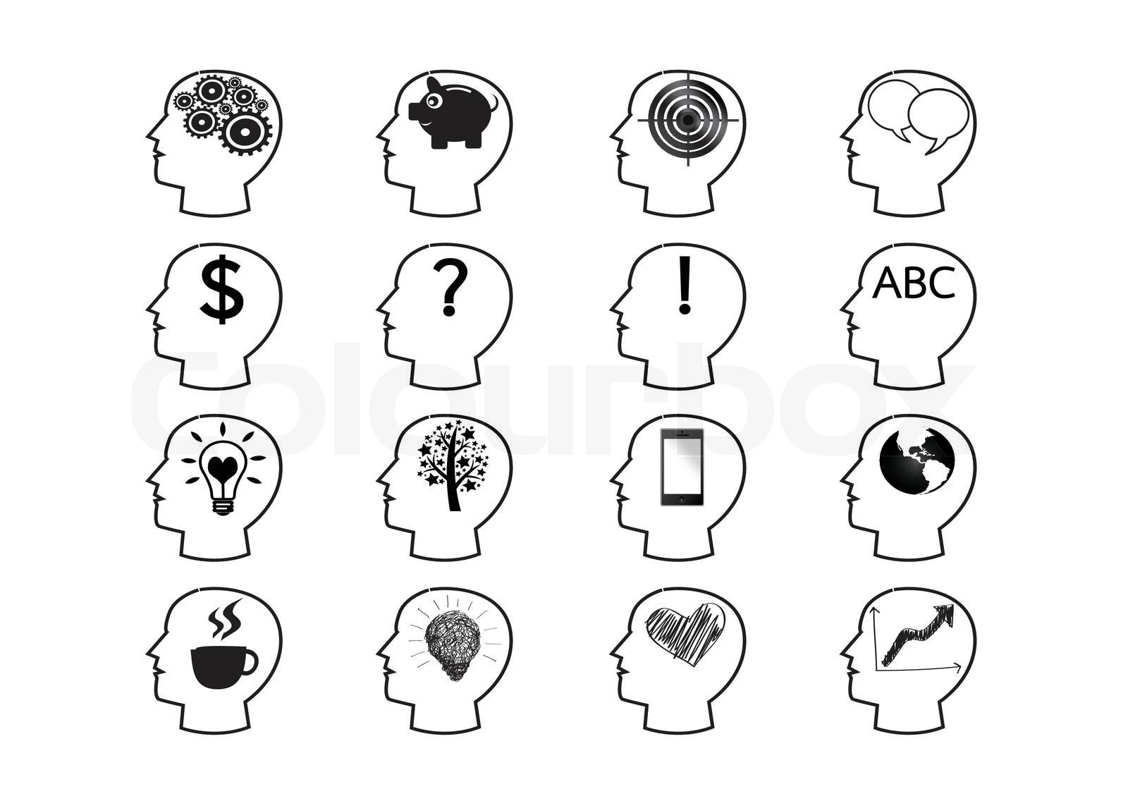 Thinking Head Icon idea | Stock vector | Colourbox