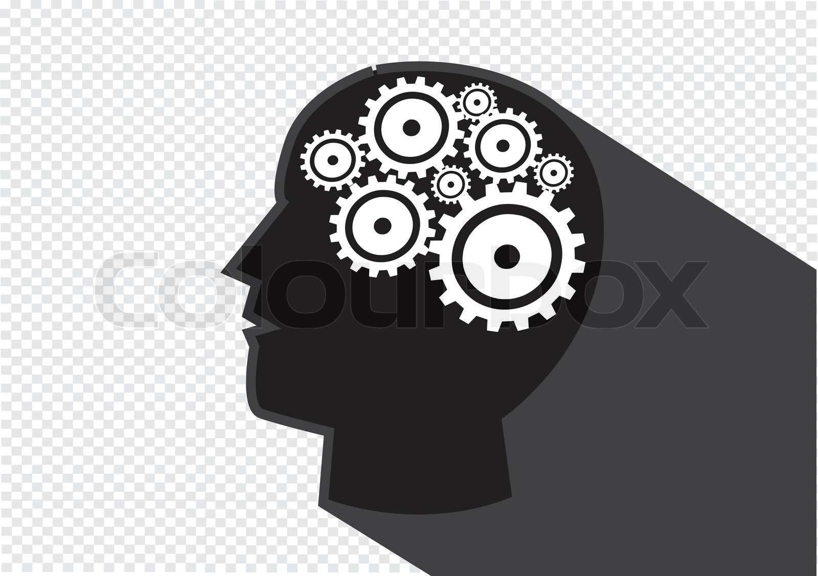 Human head and gears brain idea concept | Stock vector | Colourbox