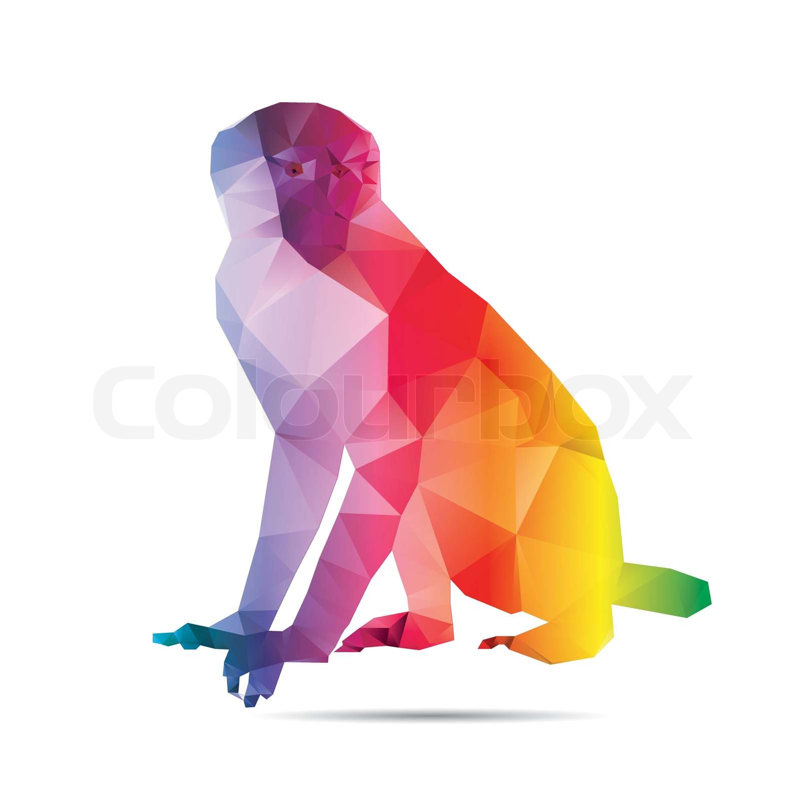 Illustration of origami brown monkey | Stock vector | Colourbox