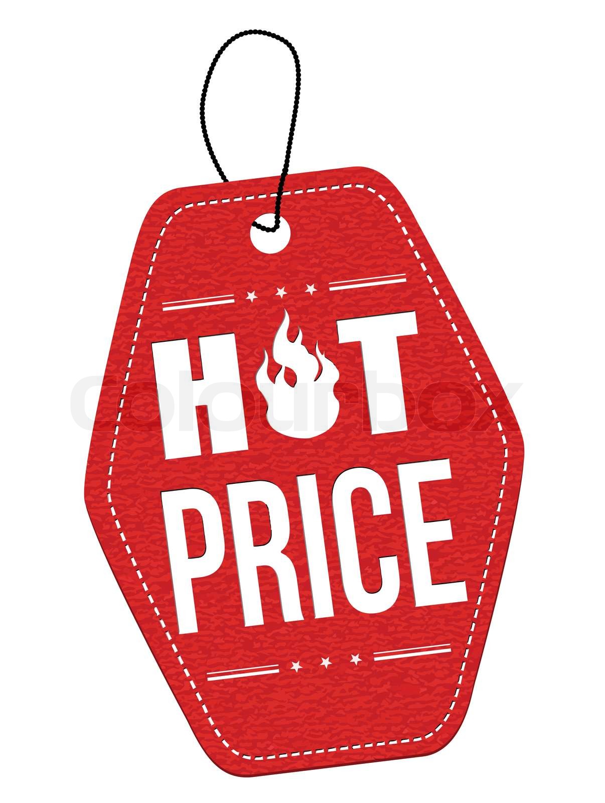 Hot price red leather label or price tag | Stock vector | Colourbox