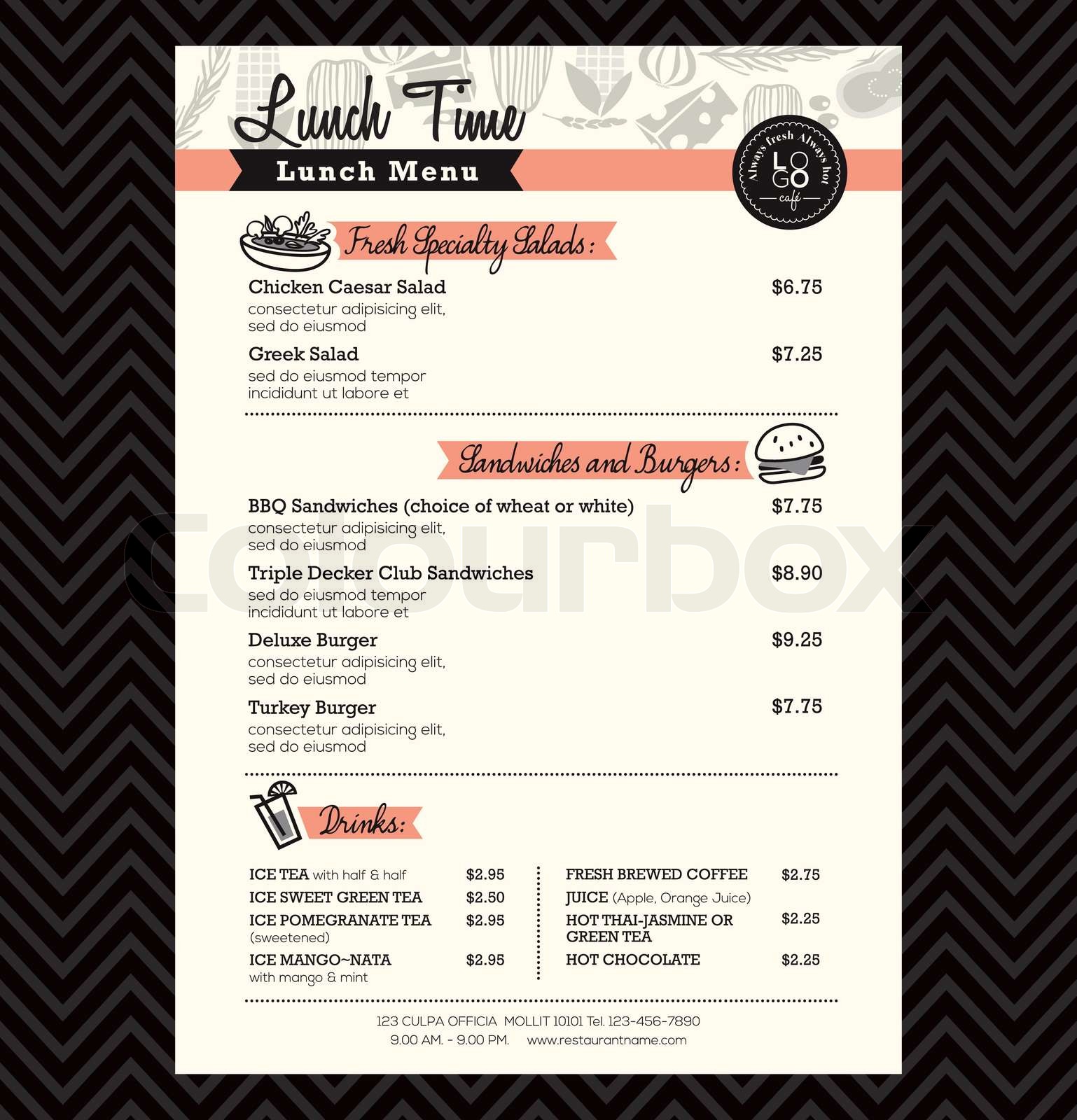 Restaurant Lunch menu design Template layout | Stock vector | Colourbox