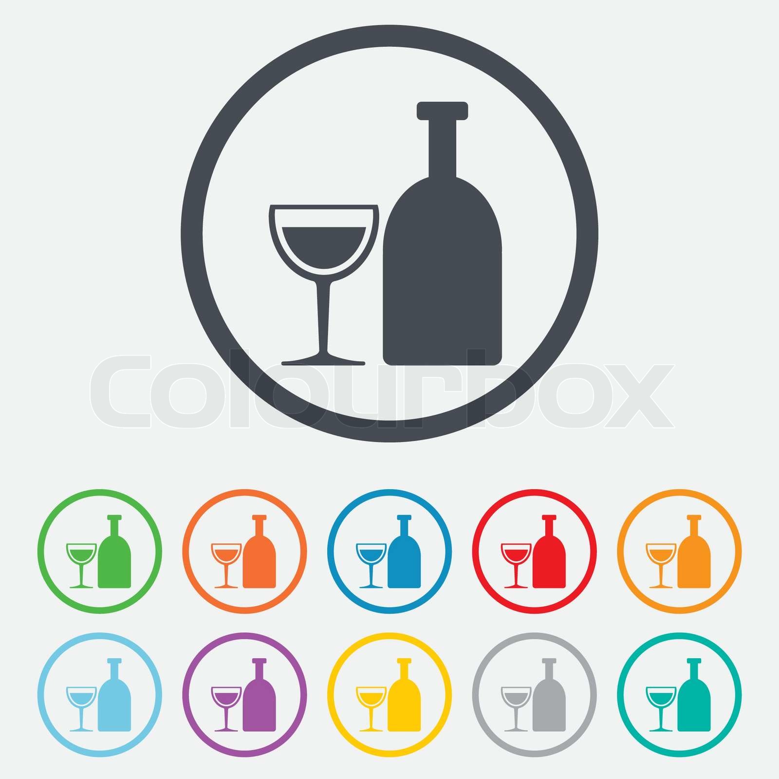 Alcohol sign. Drink symbol. Bottle with glass | Stock vector | Colourbox
