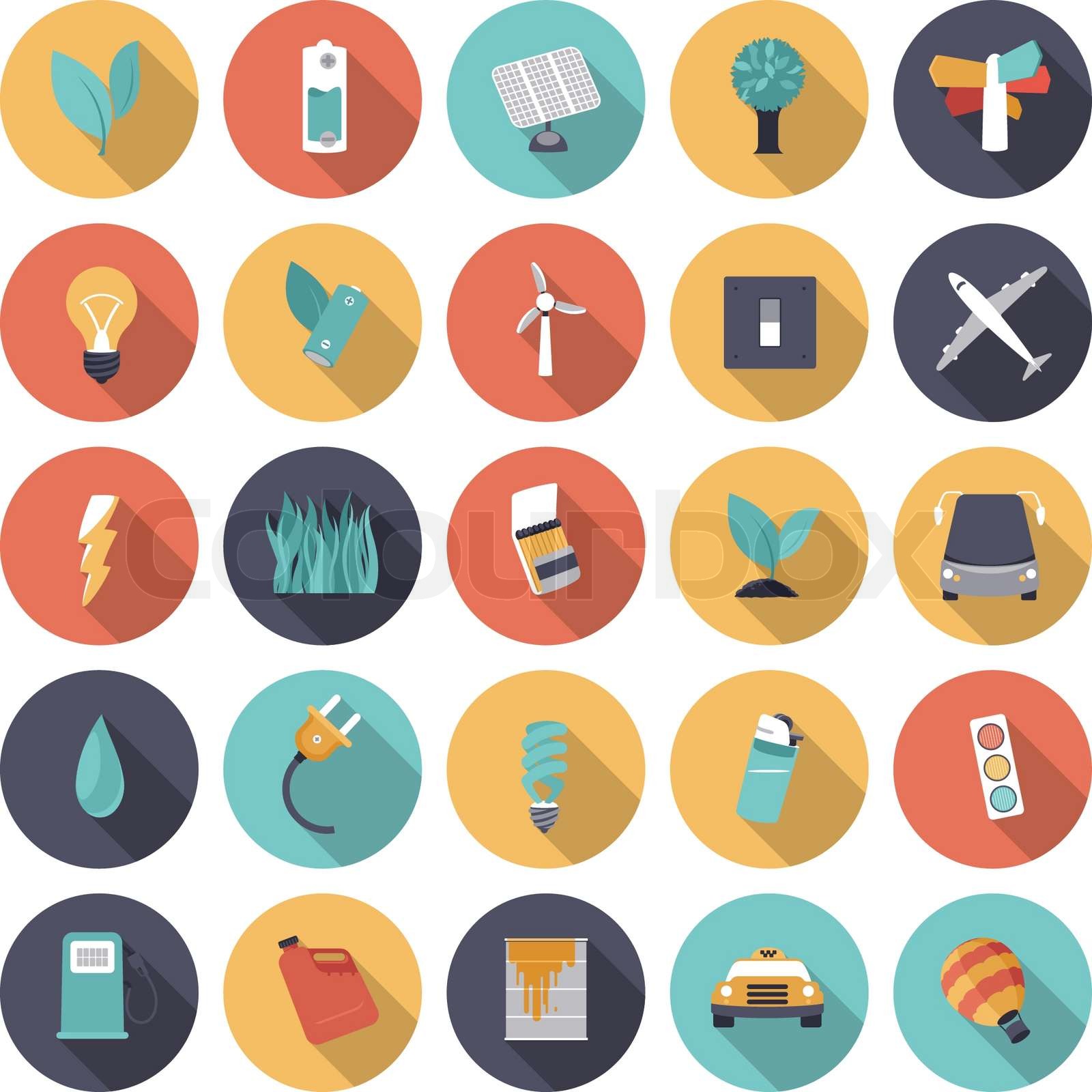 Flat design icons for energy | Stock vector | Colourbox