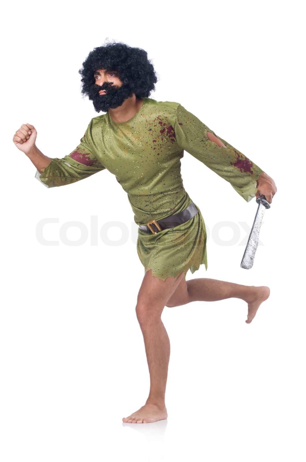 Savage man isolated on white | Stock image | Colourbox