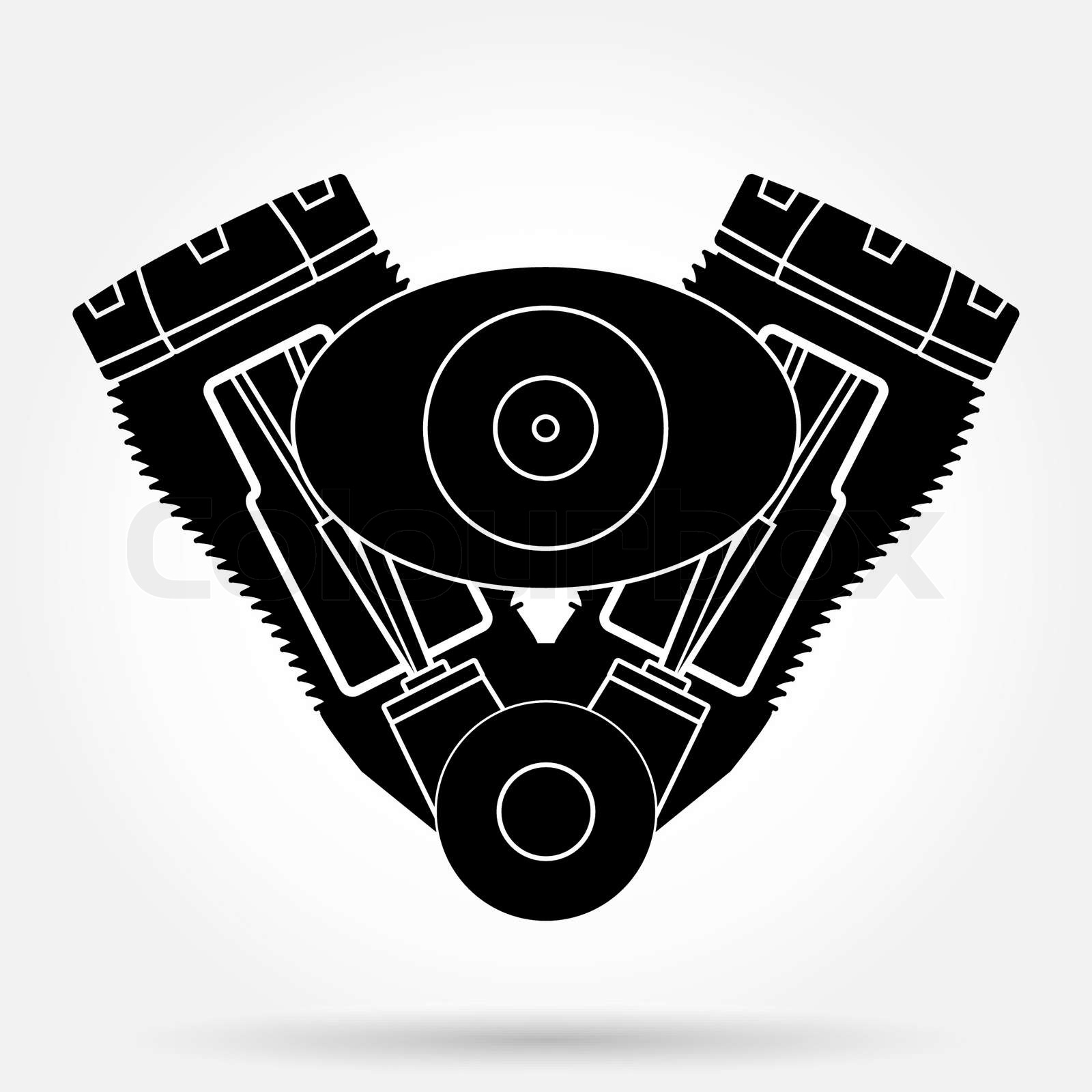 Silhouette symbol of retro motorcycle engine. Vector Illustration ...