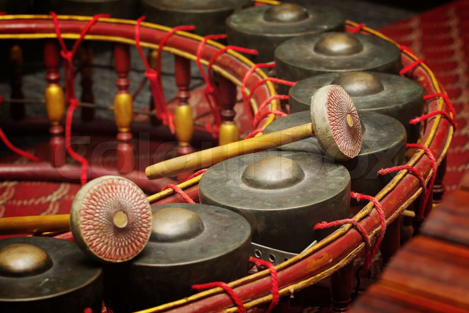 Thai musical instrument ,Gong Instrument for rhythm( select focus at ...
