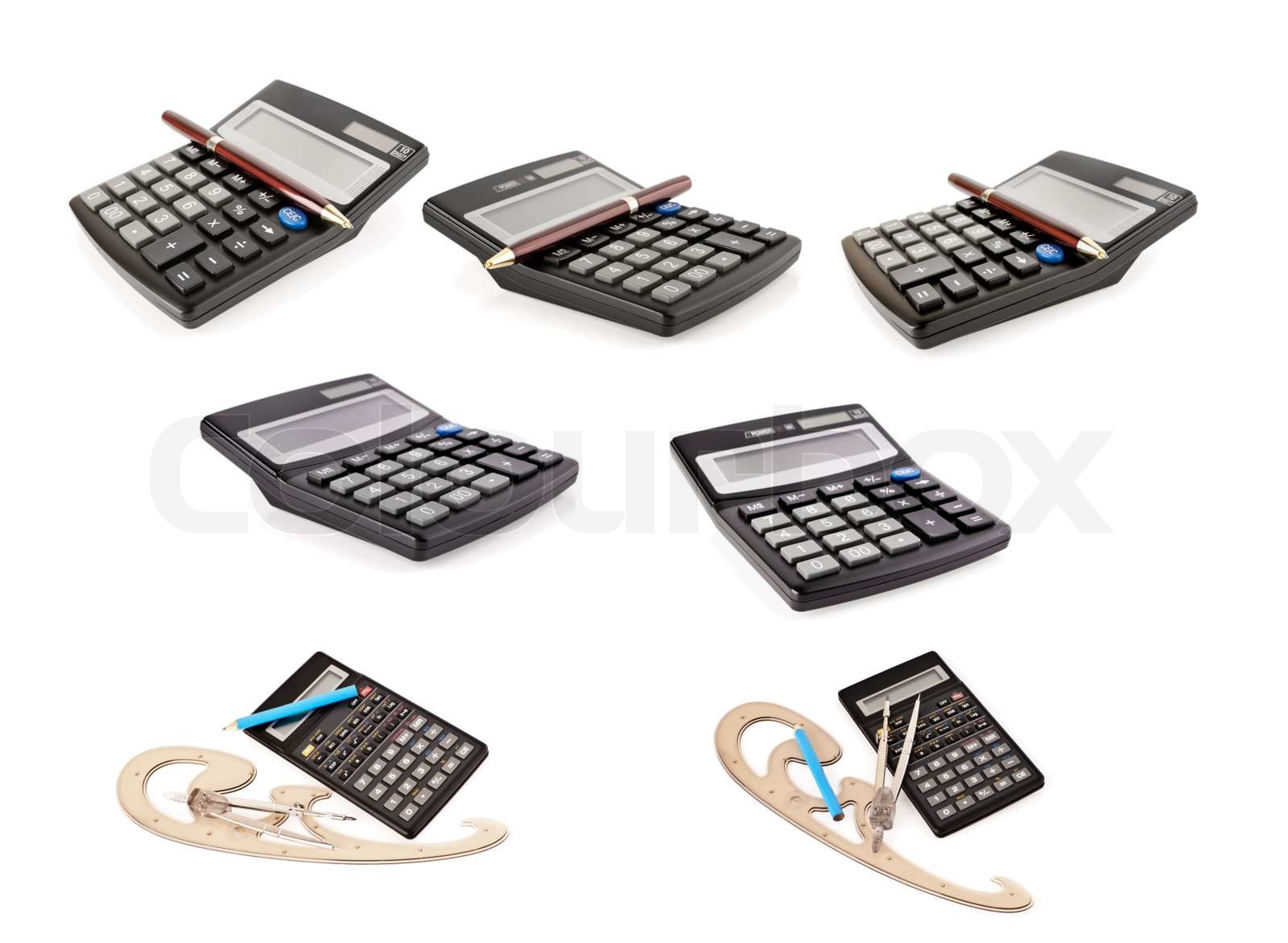 set of calculator,pen,pencil and the isolated pattern | Stock image ...