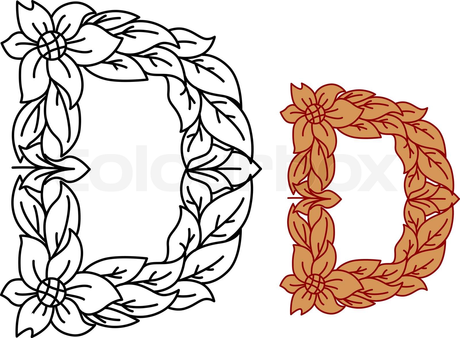 Uppercase letter D in a floral and foliate design | Stock vector ...