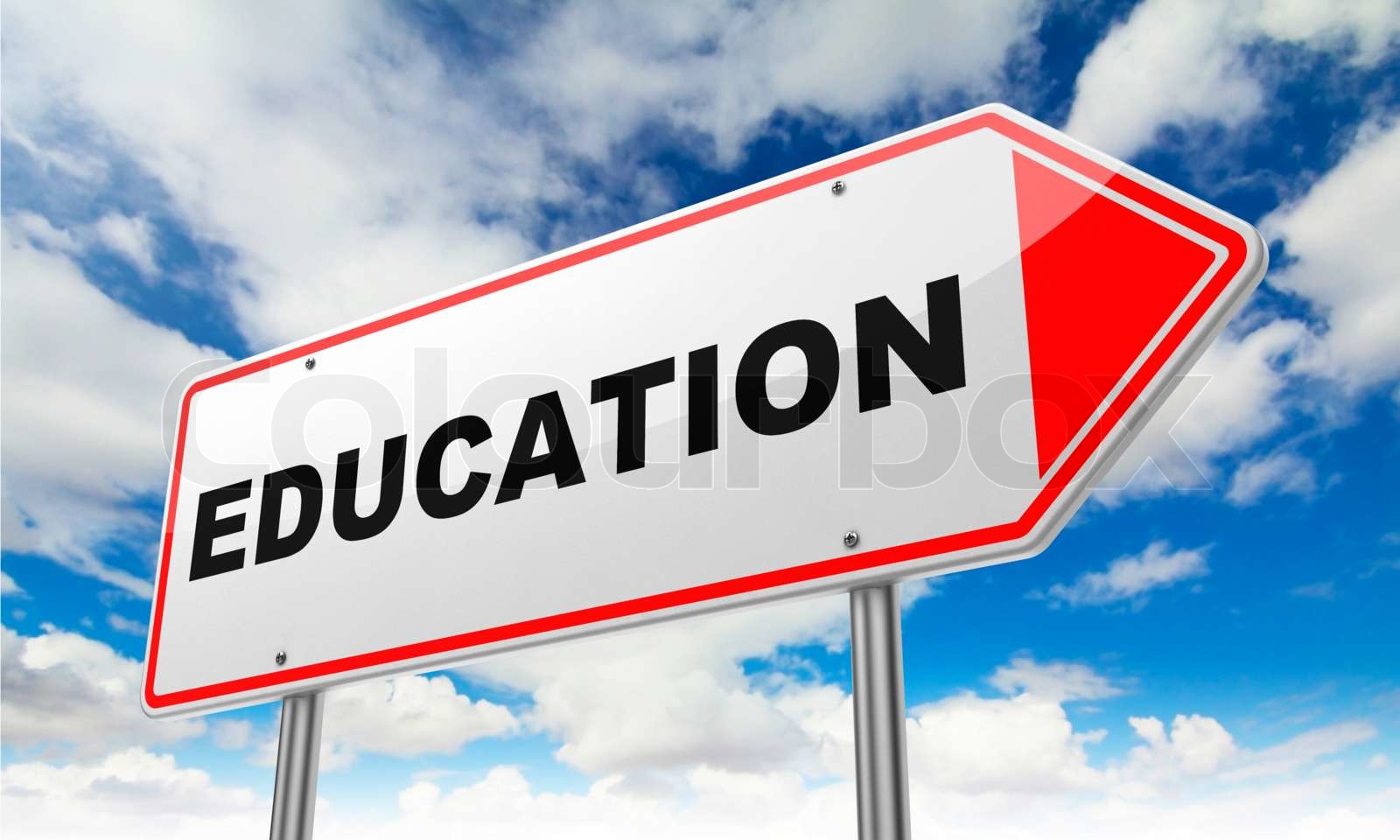Education on Red Road Sign. | Stock image | Colourbox