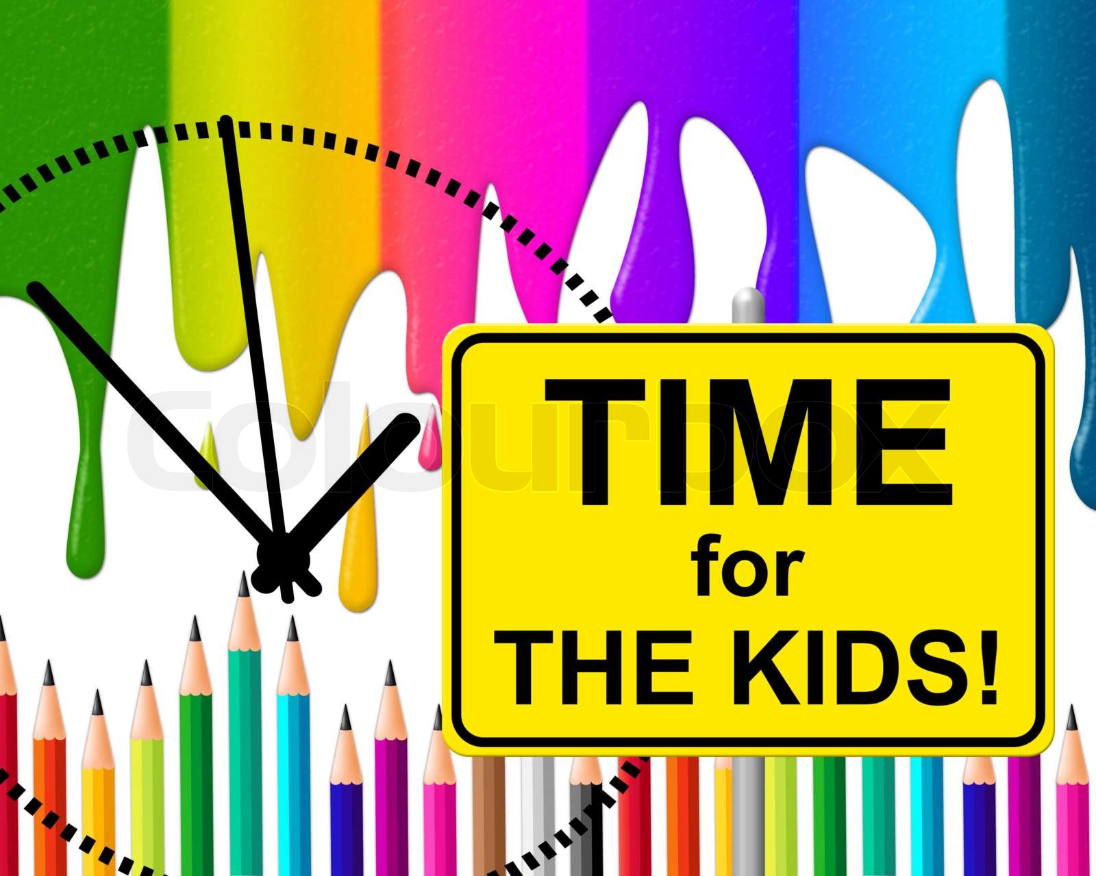 Time For Kids Represents At The Moment And Childhood | Stock image ...