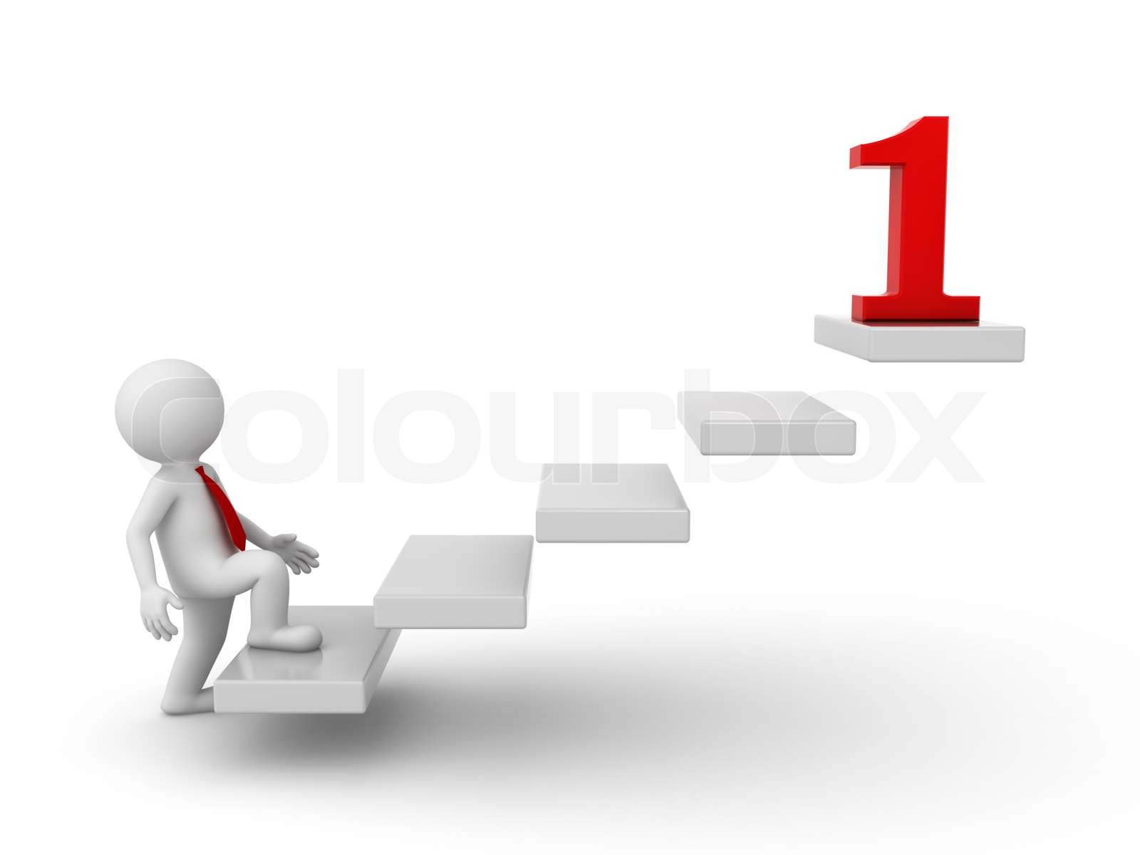 3d business man stepping up to his red number 1 goal on top of the ...