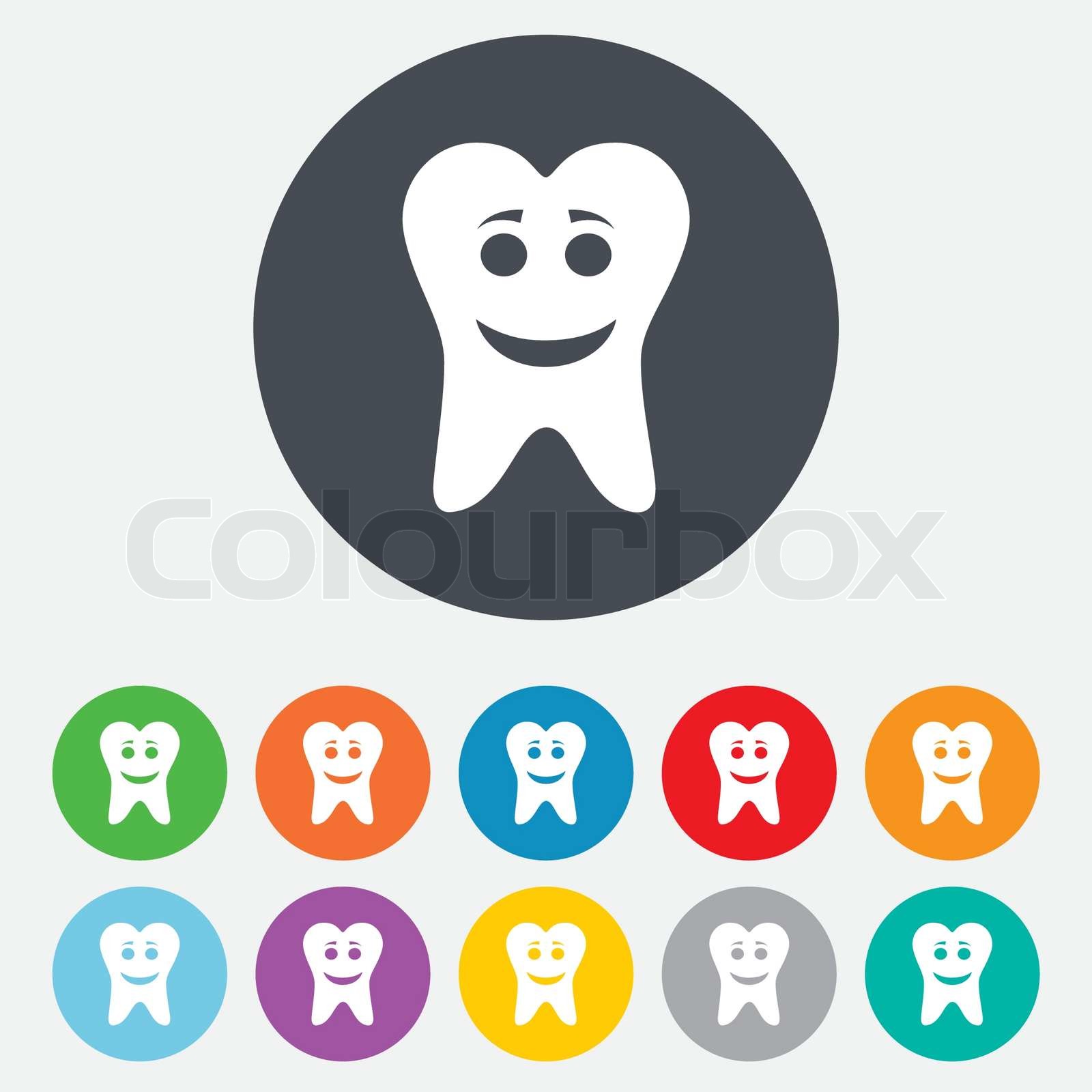 Tooth happy face sign icon. Healthy tooth | Stock vector | Colourbox