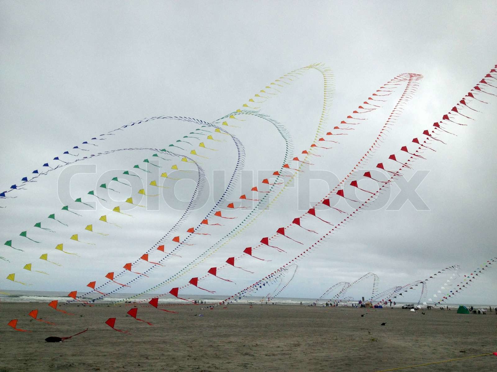 Small Kites in an Arch at the Beach | Stock image | Colourbox