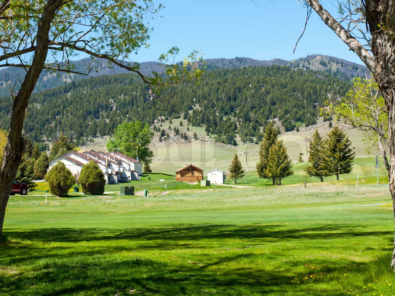 Trees Framing a Rural Country Scene in Montana USA | Stock image ...