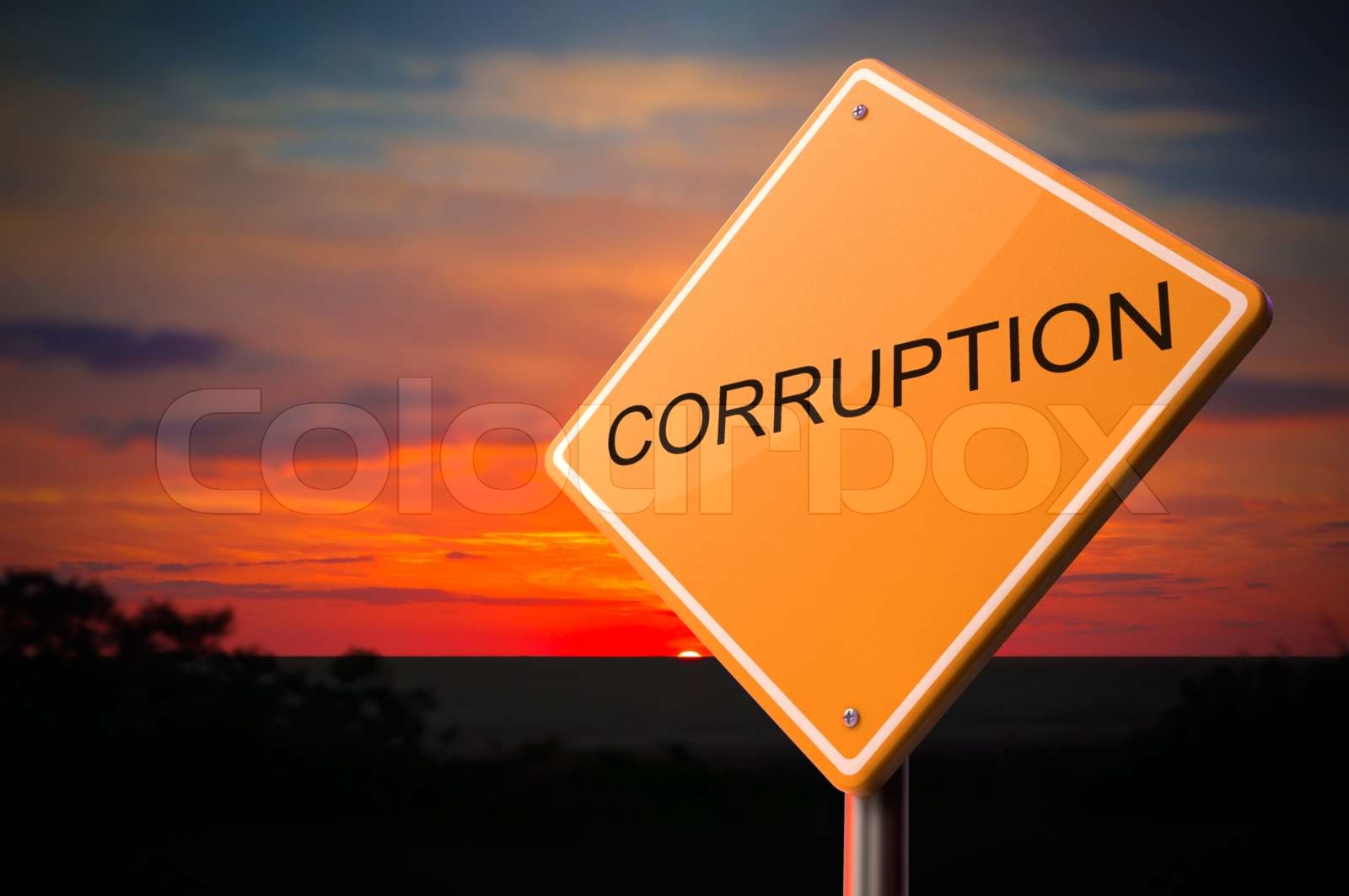 Corruption on Warning Road Sign. | Stock image | Colourbox