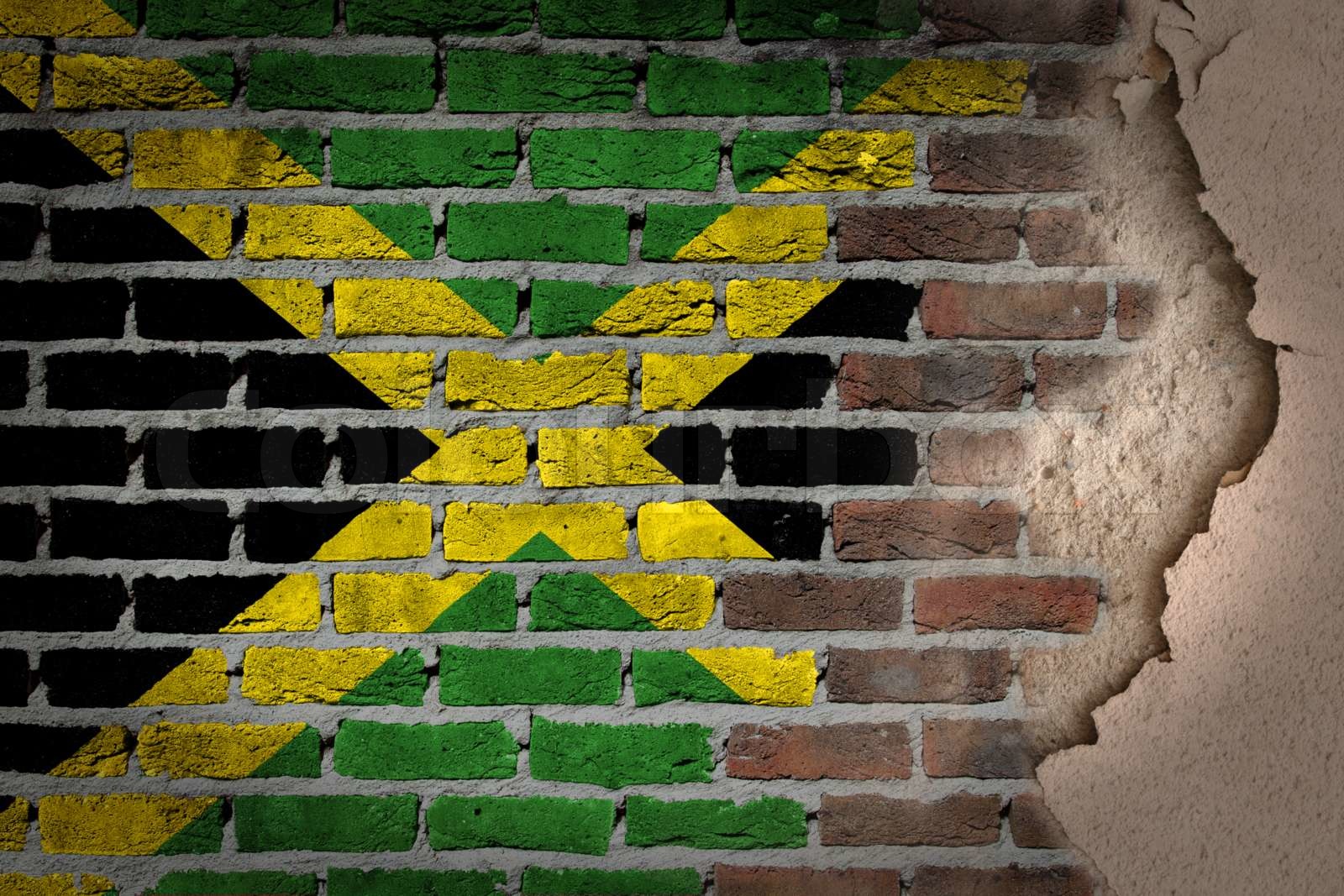Dark brick wall with plaster - Jamaica | Stock image | Colourbox