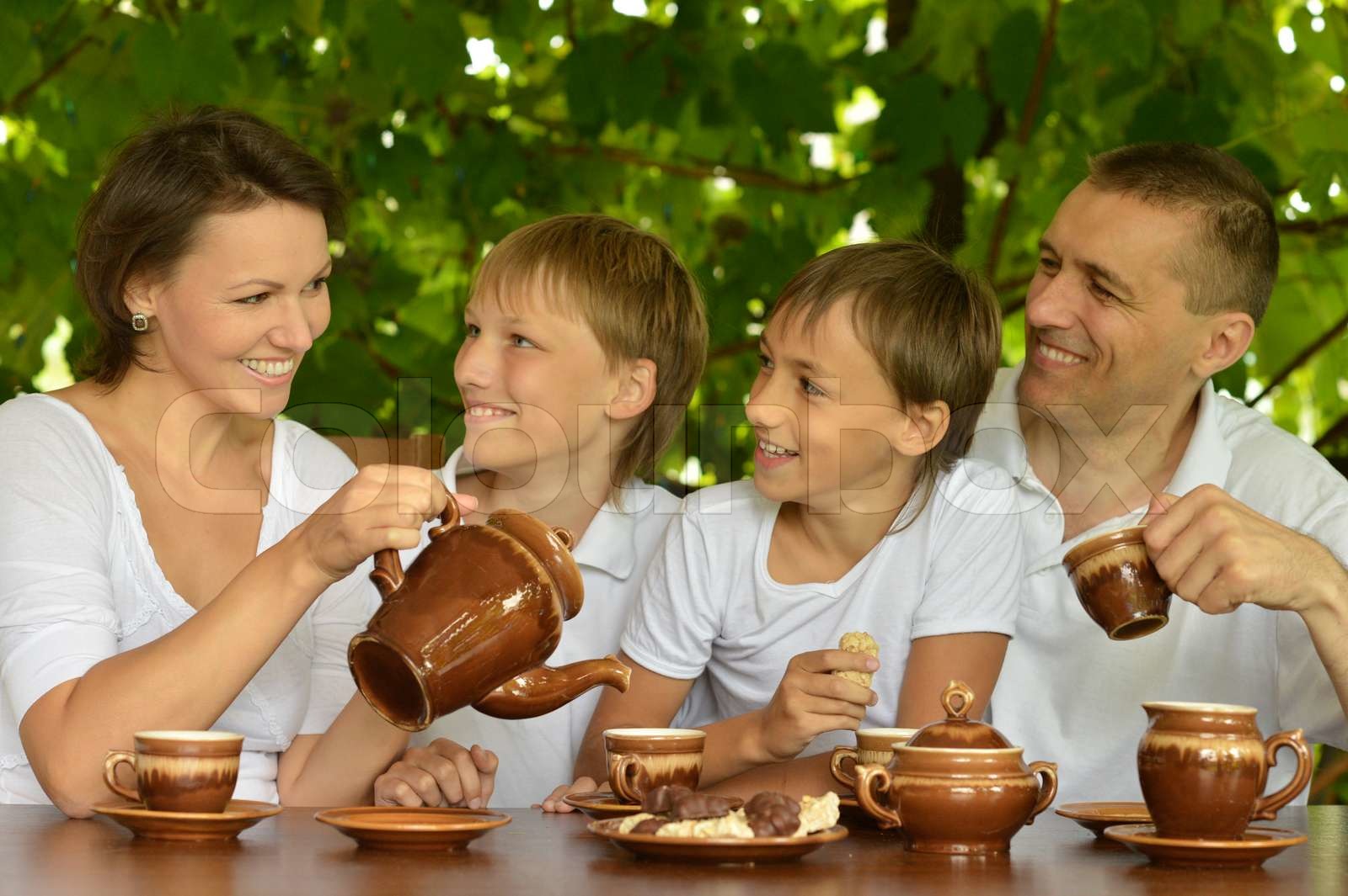 family drinking tea | Stock image | Colourbox