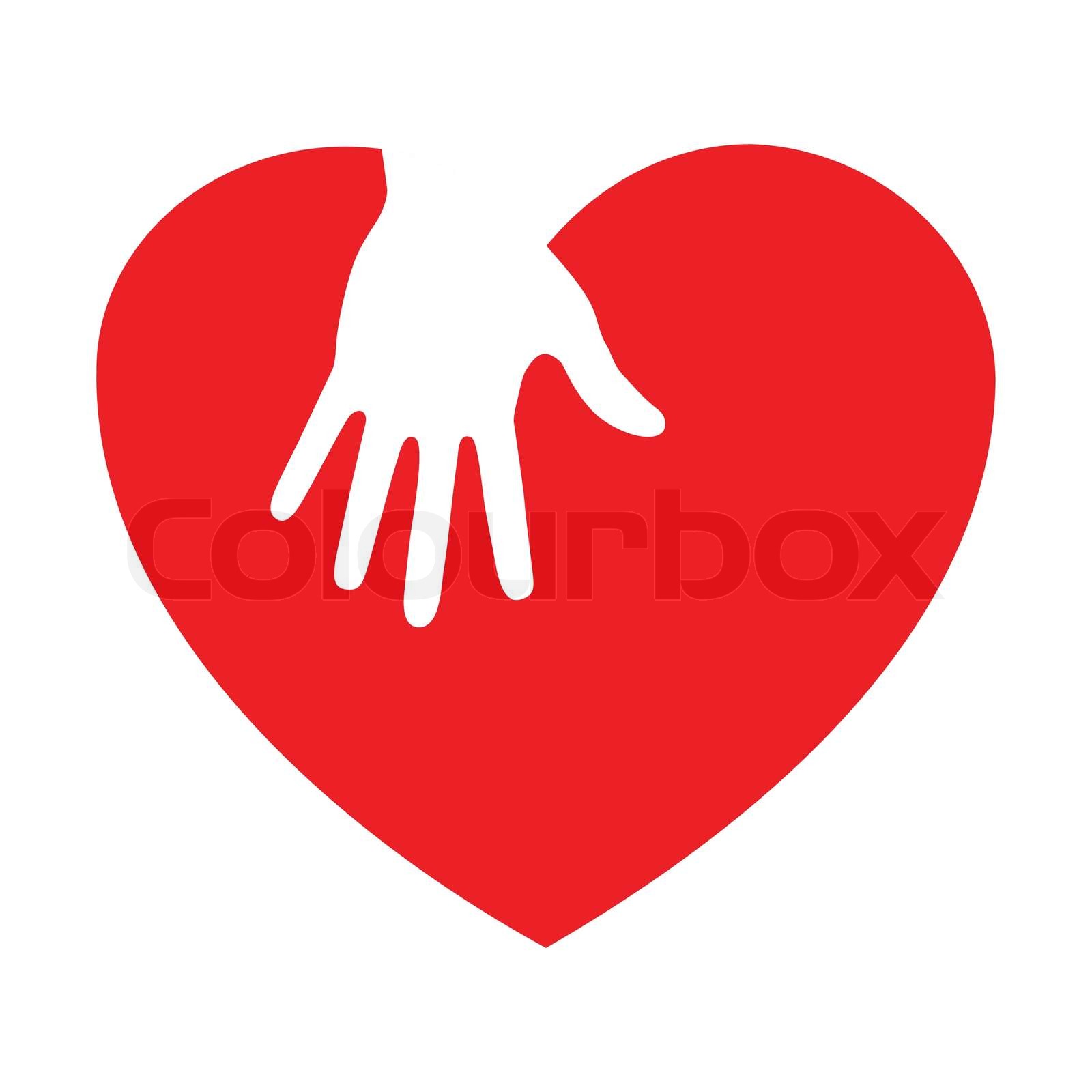 Heart icon with caring hand | Stock vector | Colourbox